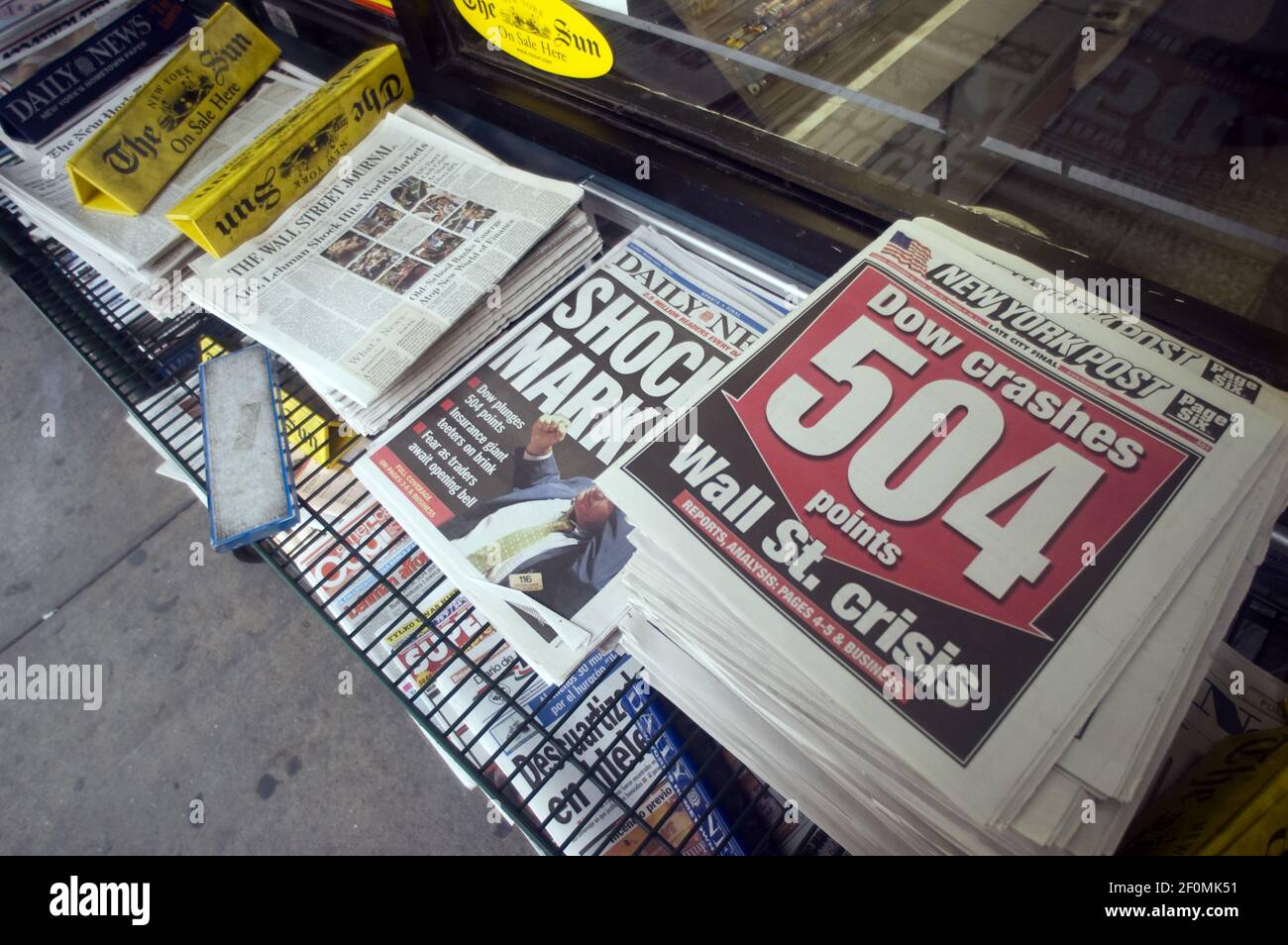 Newspapers on a news stand in New York on Tuesday, September 16, 2008 ...