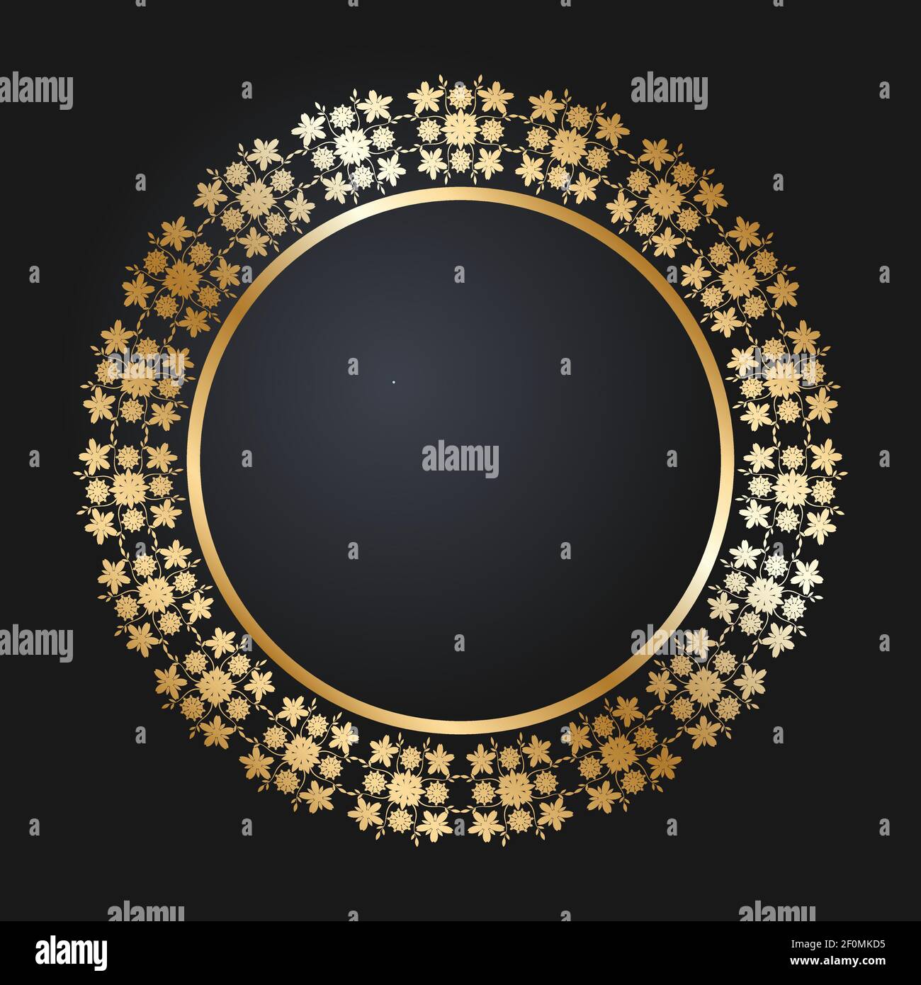 Beautiful round golden frame. Festive design. Floral gold border ...