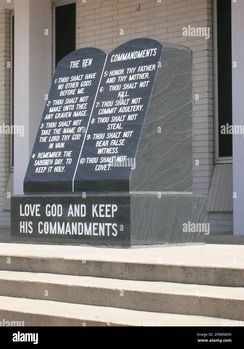 A privately-funded Ten Commandments monument on the steps of the county ...