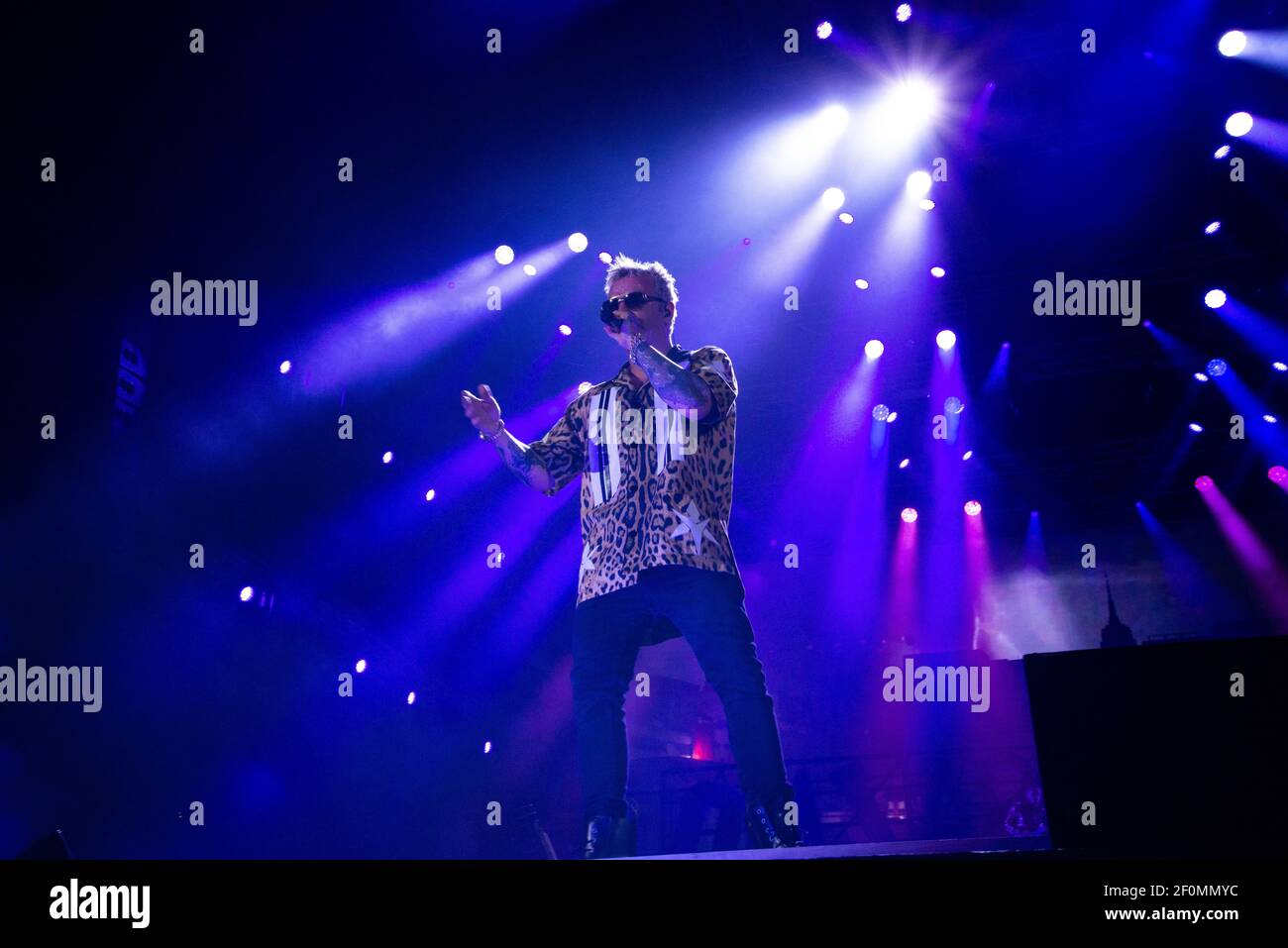 The Italian rapper Salmo seen performing live at Pala Alpitour in Turin ...