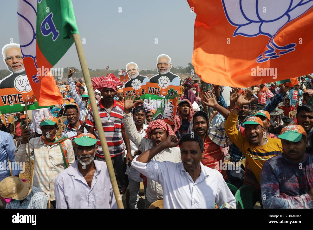 BJP (Bhartiya Janta Party) supporters from different parts of West ...