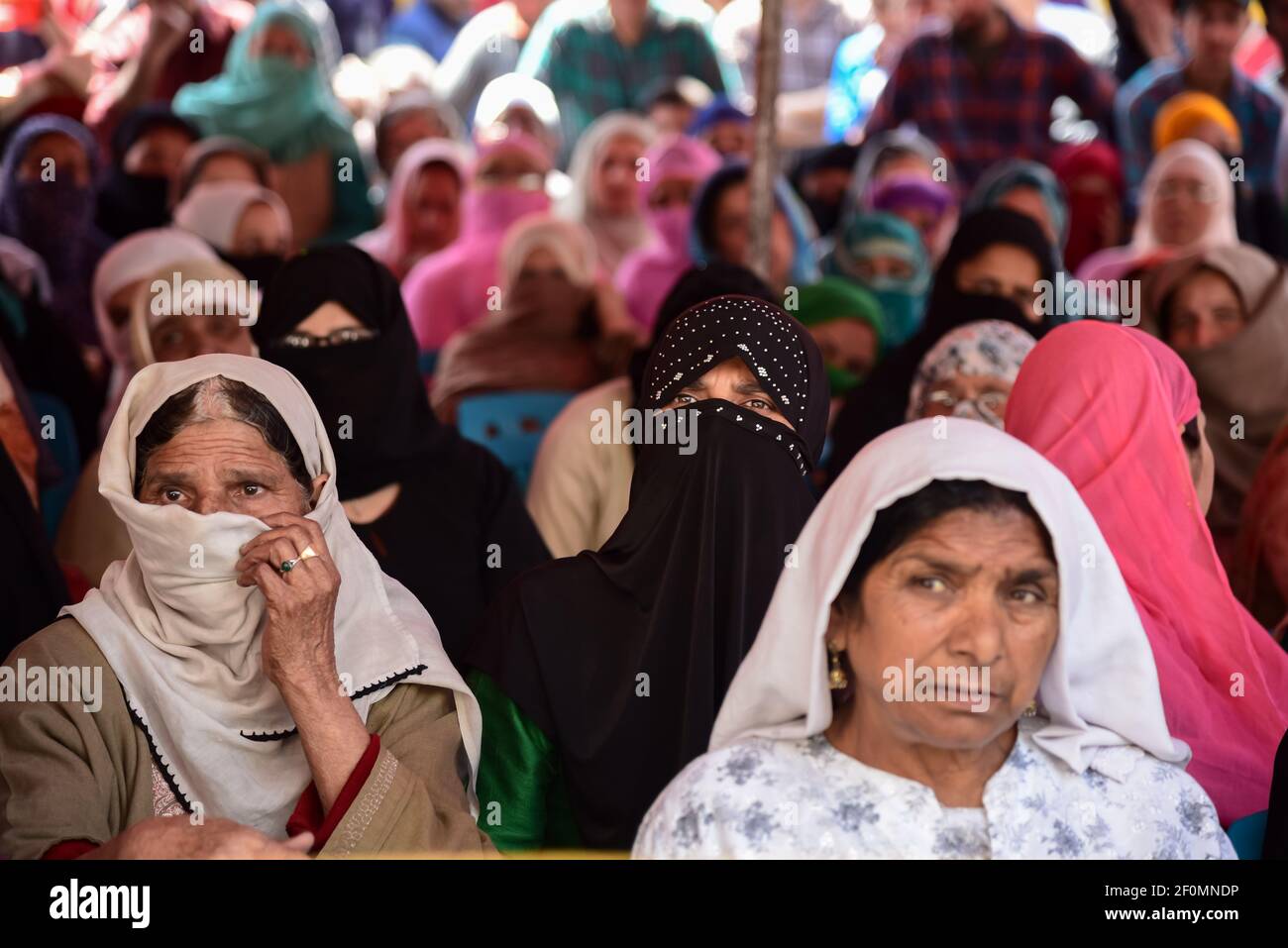 Supporters of India's Political Party National Conference are seen ...