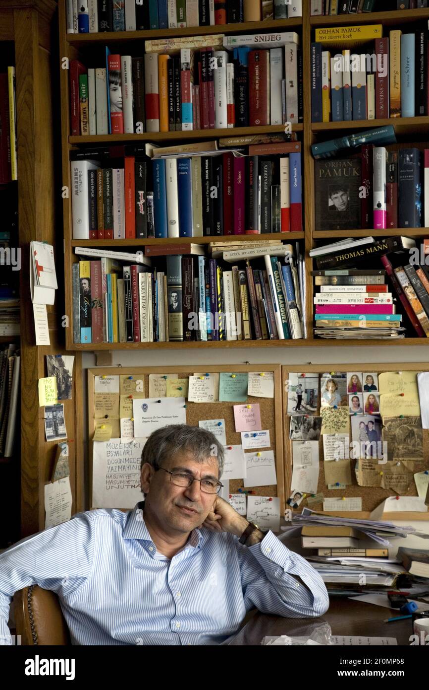 A Nobel Prize-winning Turkish novelist, Orhan Pamuk at his office in ...