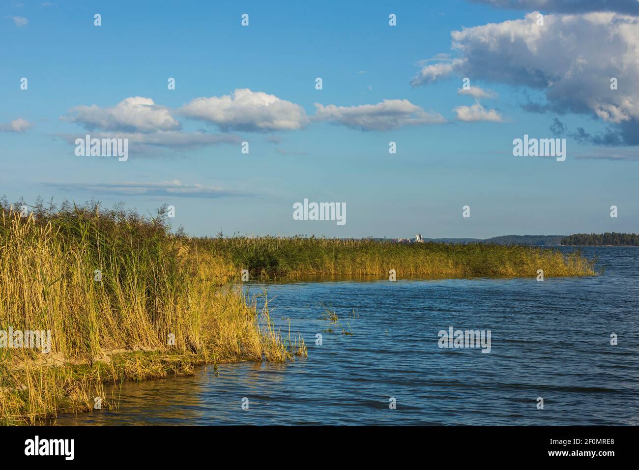 Beautiful Baltic sea view on blue sky with white clouds background ...