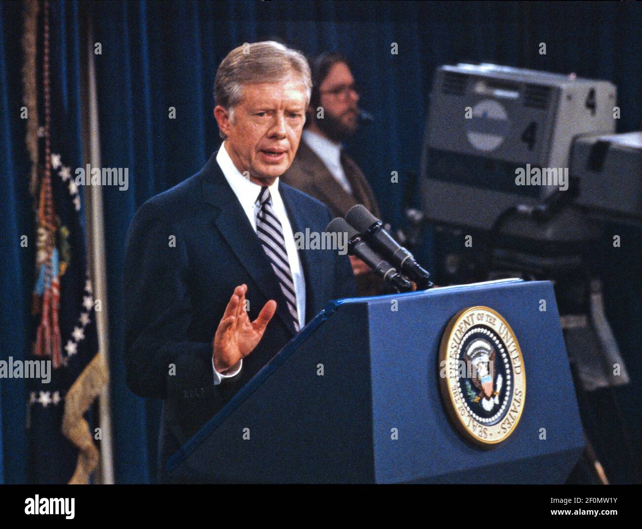 United States President Jimmy Carter holds a press conference at the ...