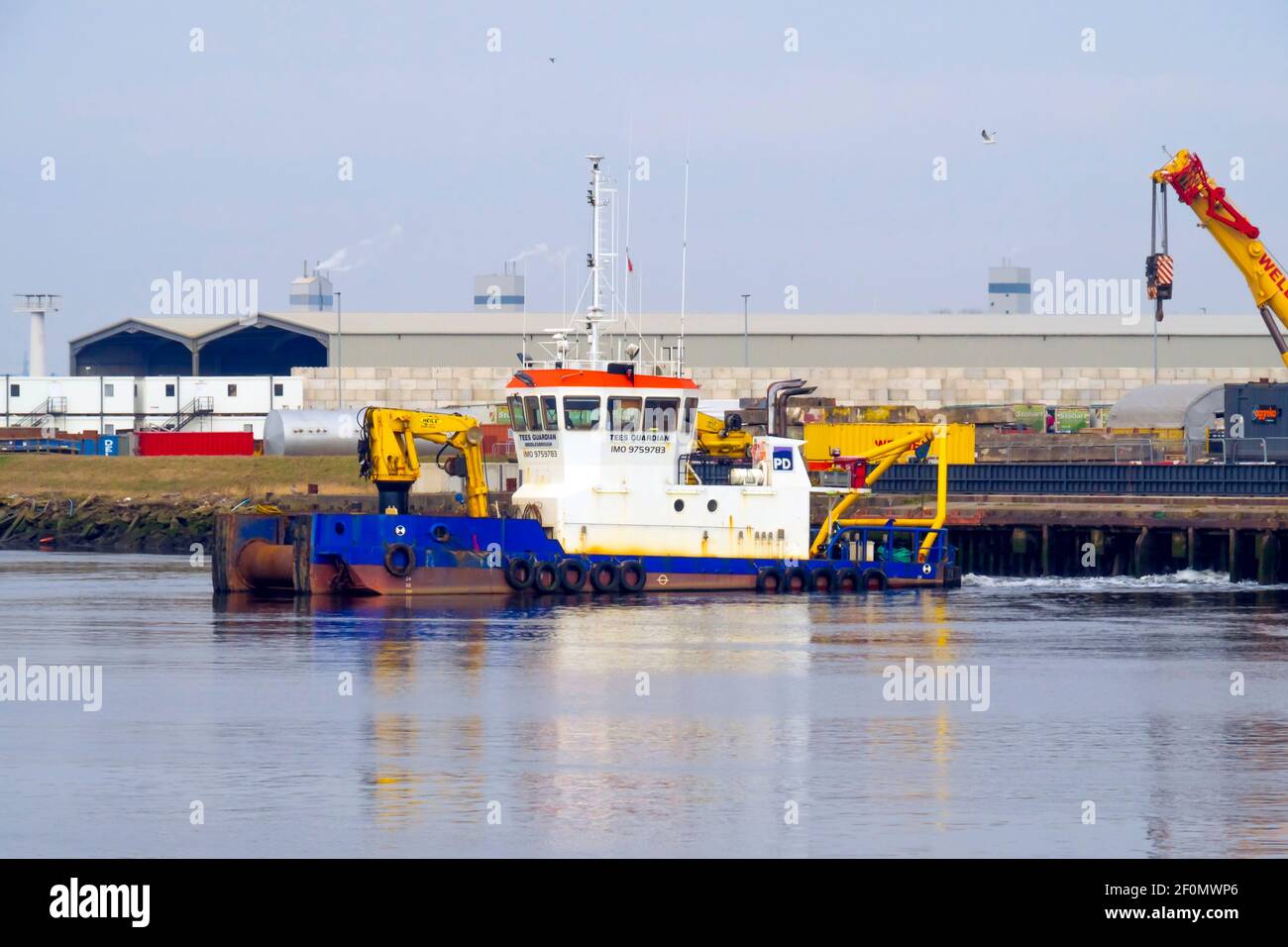 Tees Guardian pusher tug working on the river Tees in central ...