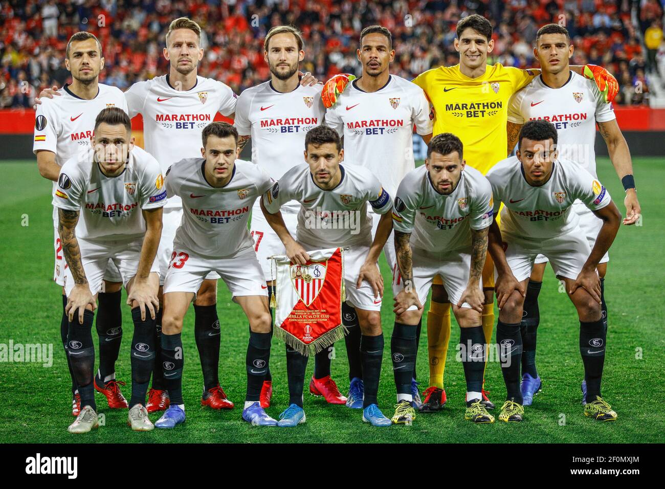 Sevilla FC line up during the UEFA Europa League match, round of 16 ...