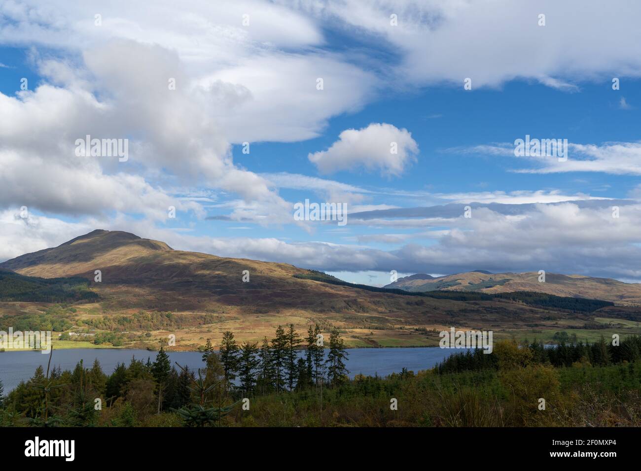 Stunning landscape view of the Trossachs National Park scenery taken ...