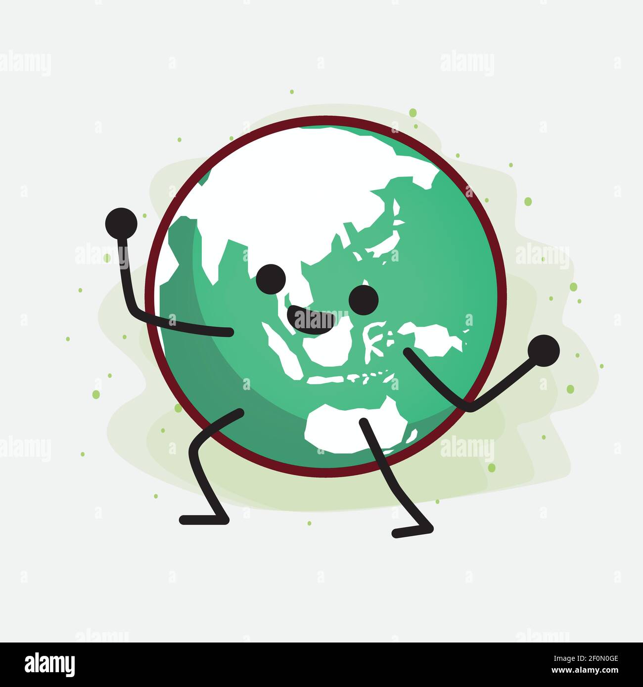 Vector Illustration of Earth Globe Character with cute face, simple ...