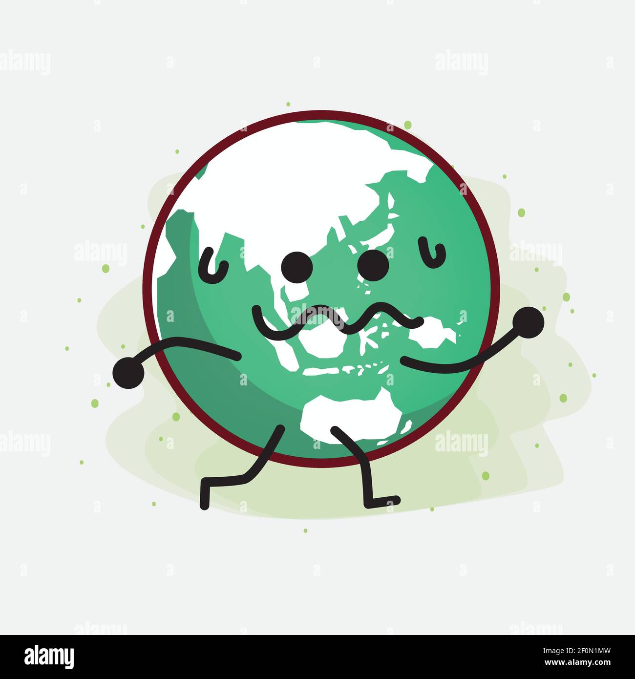 Vector Illustration of Earth Globe Character with cute face, simple ...
