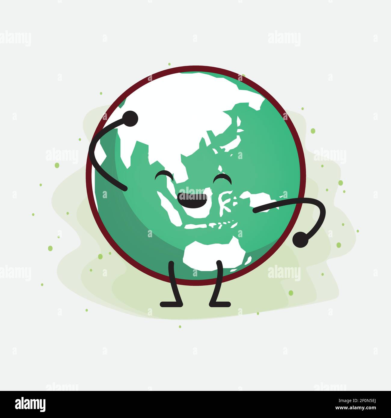 Vector Illustration of Earth Globe Character with cute face, simple ...