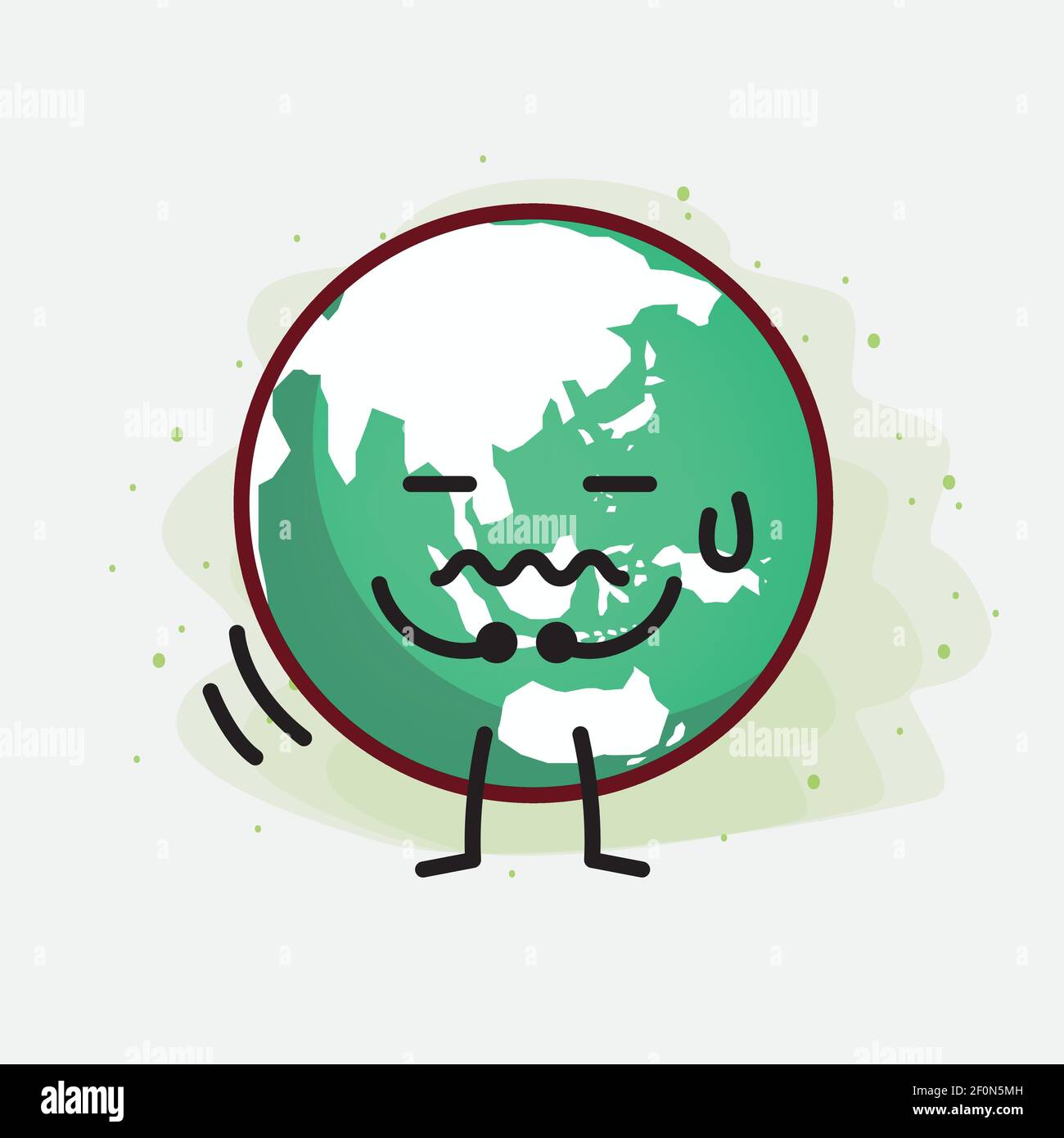 Vector Illustration of Earth Globe Character with cute face, simple ...