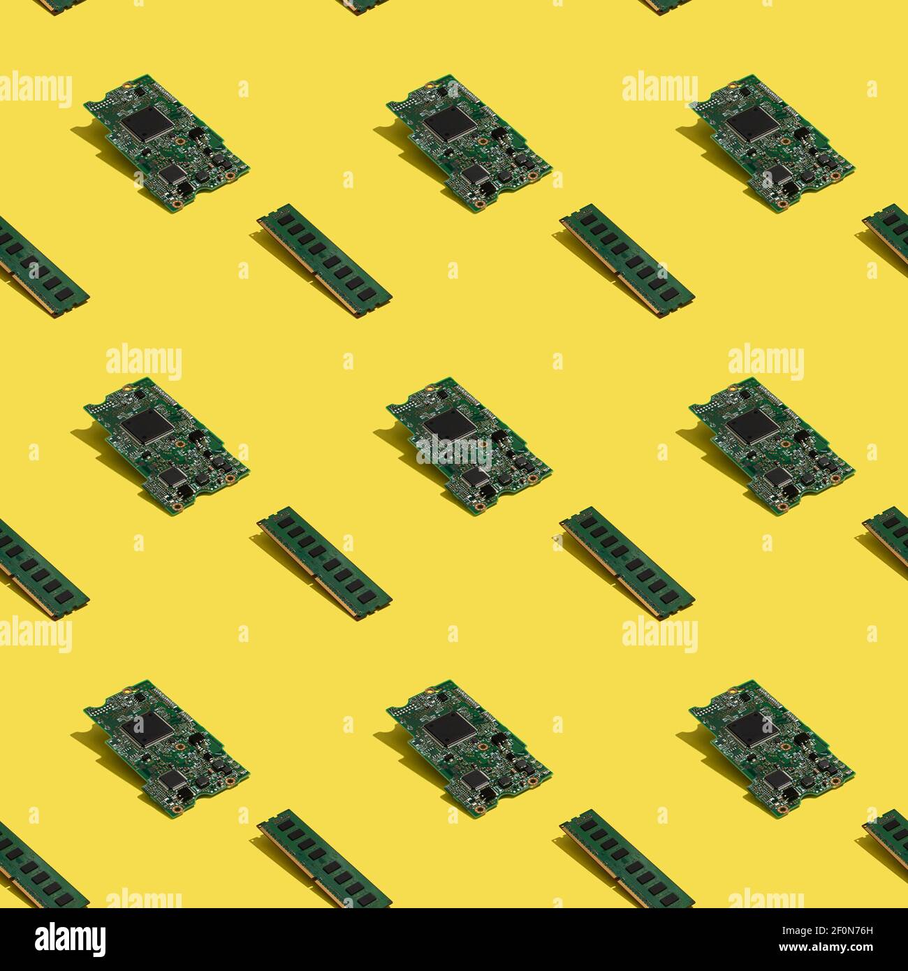 RAM Computer Memory Chip Module and Microcircuit seamless pattern on ...