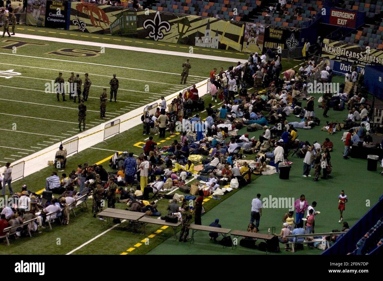 27 August 2005 - New Orleans, LA - Hurricane Katrina. Thousands of people seek shelter inside ...