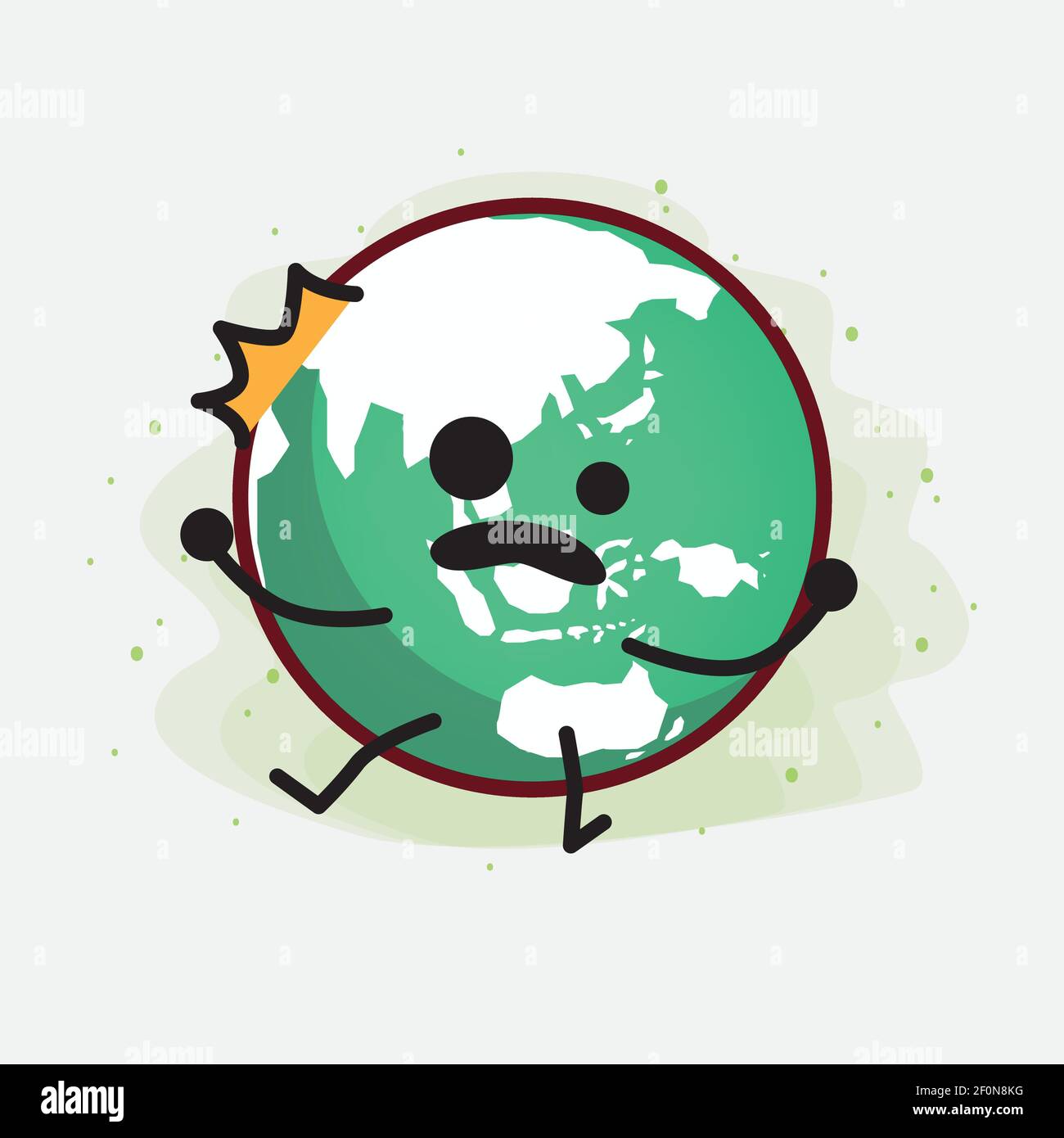 Vector Illustration of Earth Globe Character with cute face, simple ...