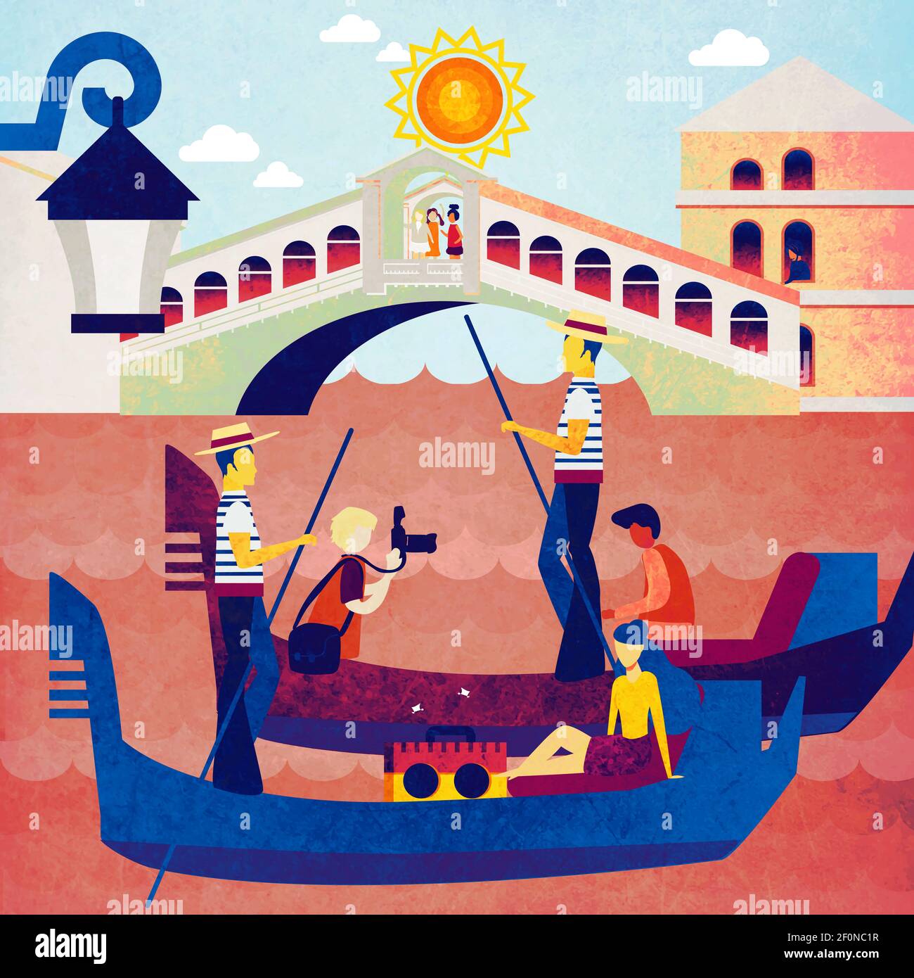 Illustration of a landscape in Italy Stock Photo - Alamy