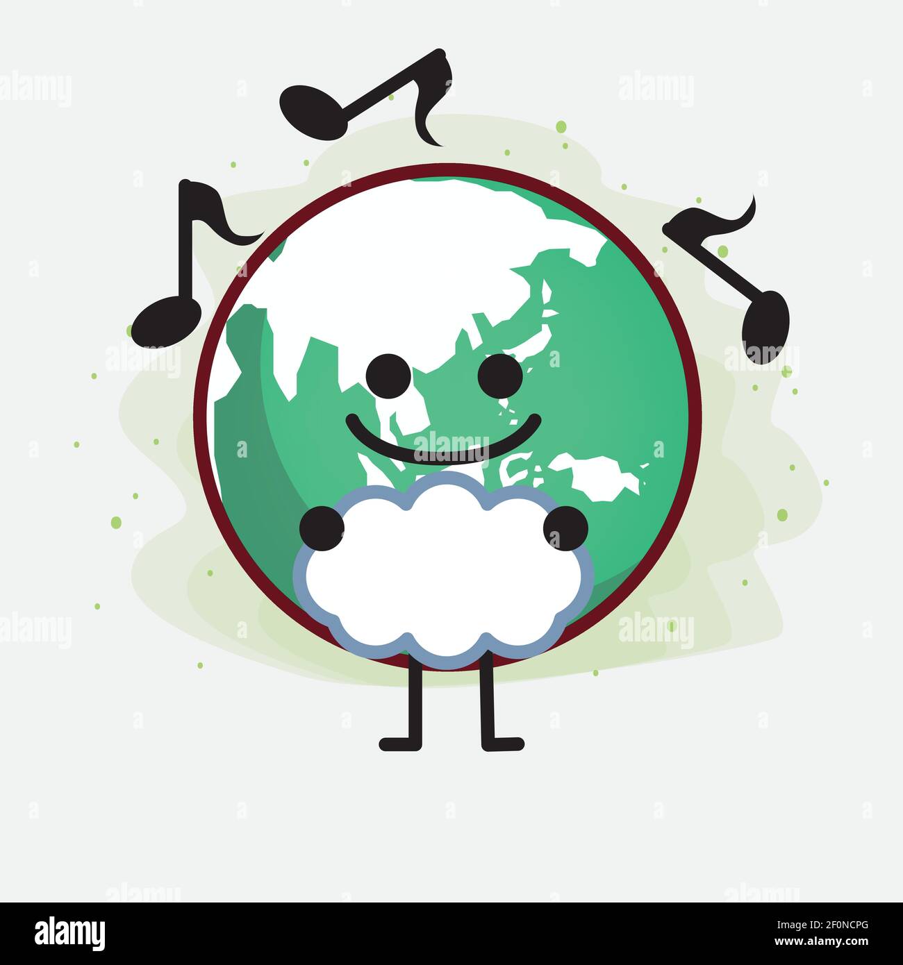 Vector Illustration of Earth Globe Character with cute face, simple ...