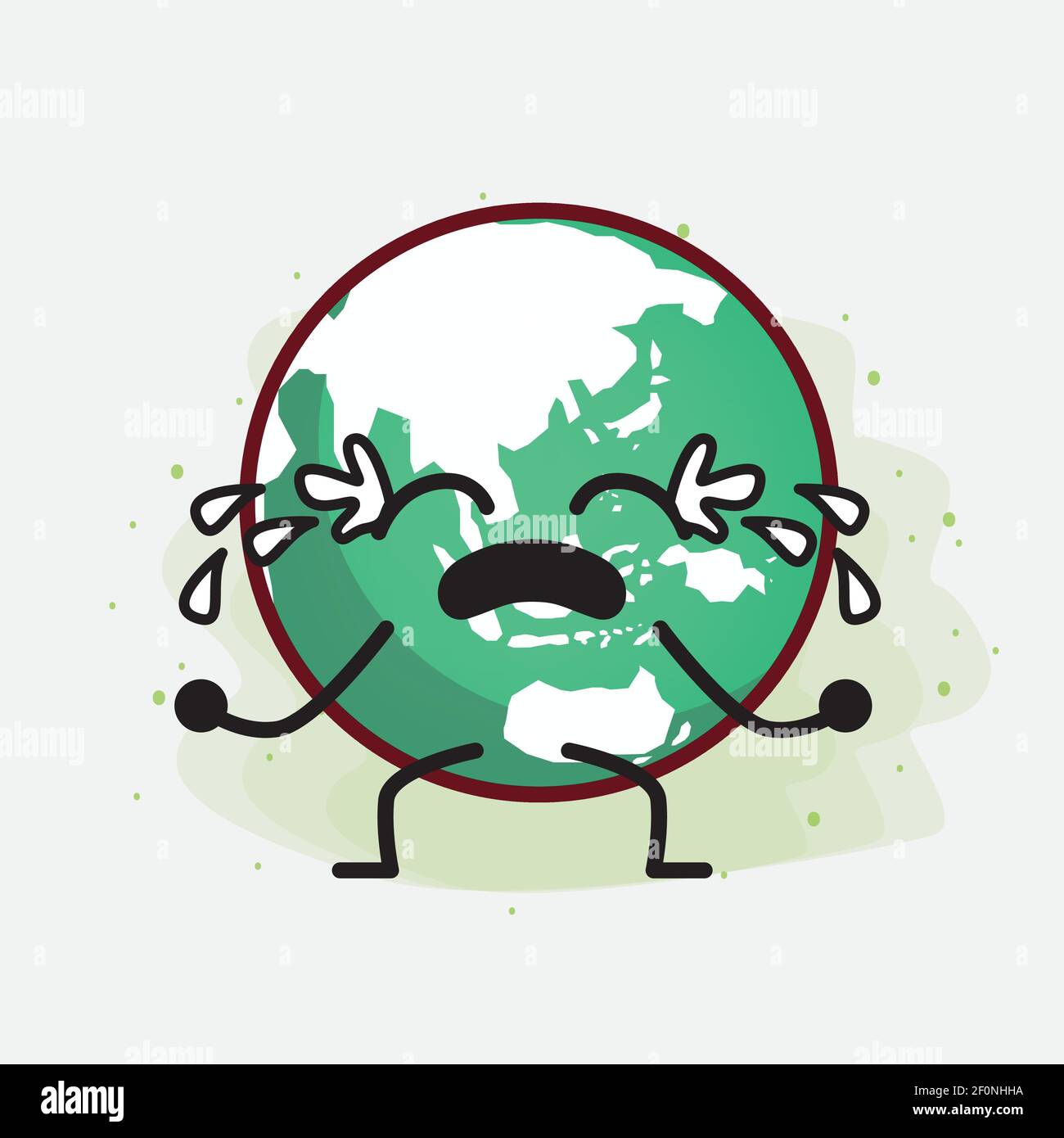 Vector Illustration of Earth Globe Character with cute face, simple ...