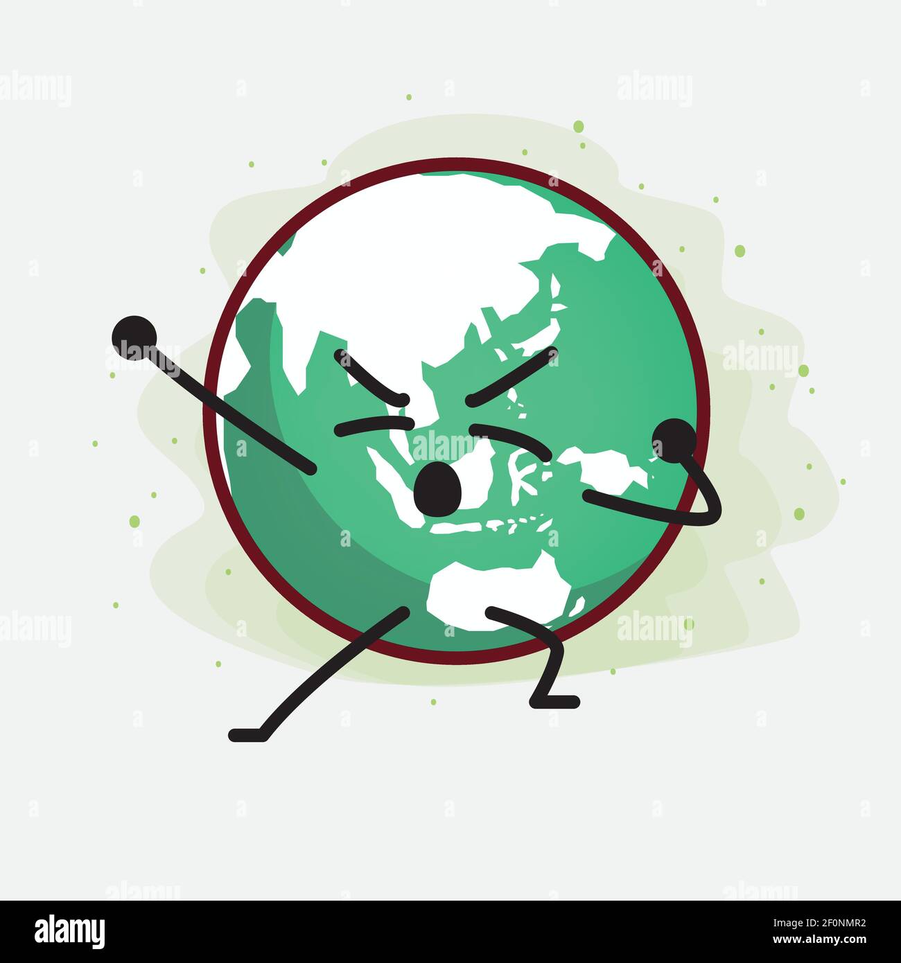 Vector Illustration of Earth Globe Character with cute face, simple ...