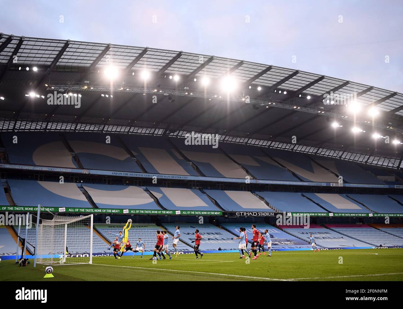 A general view of play in font of empty stands during the Premier ...