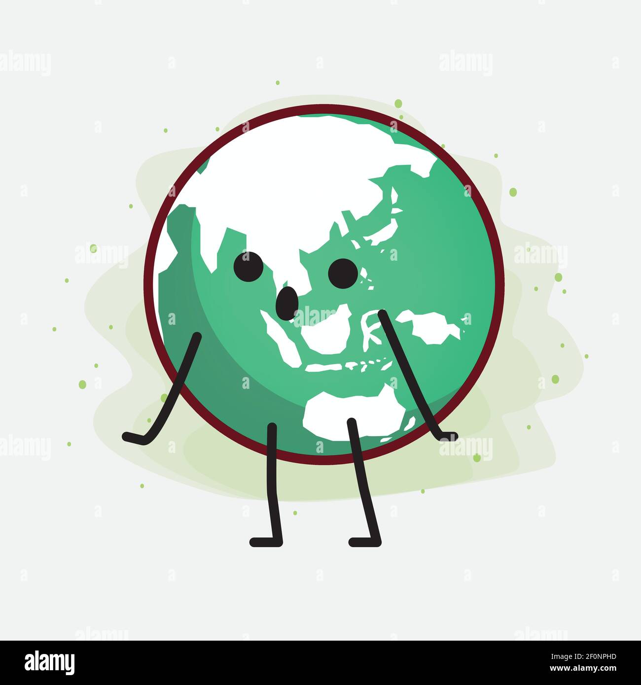 Vector Illustration of Earth Globe Character with cute face, simple ...