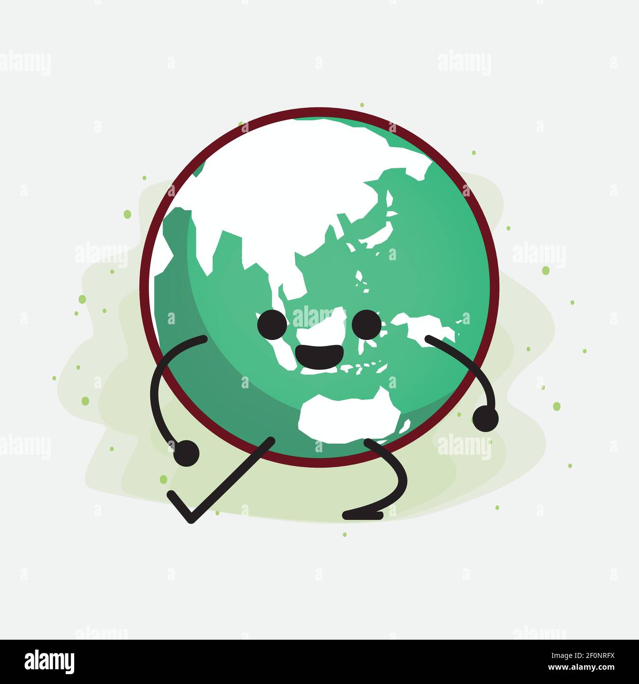 Vector Illustration of Earth Globe Character with cute face, simple ...