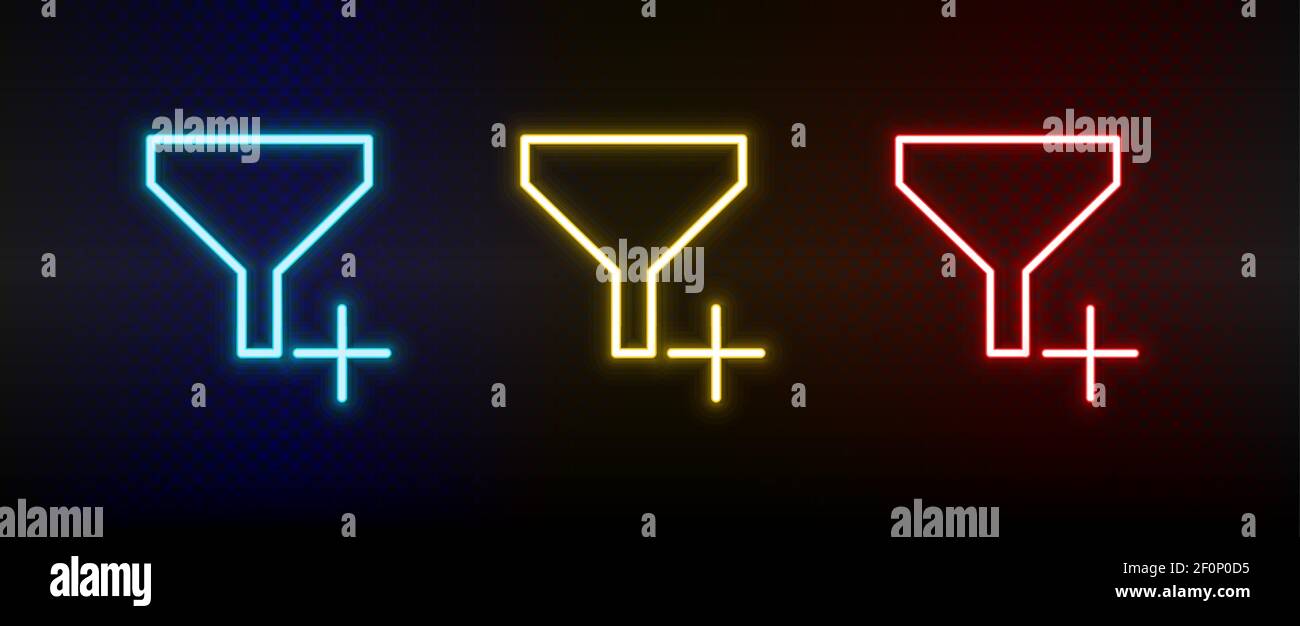 filter, new neon icon set. Set of red, blue, yellow neon vector icon ...