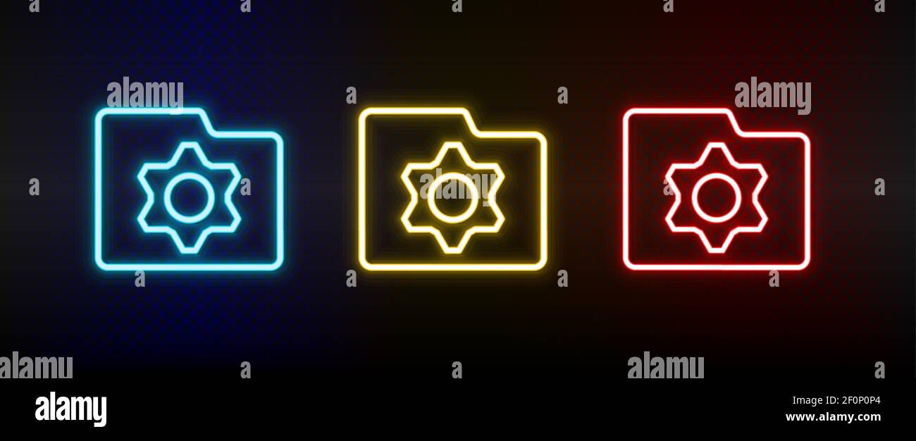folder, option neon icon set. Set of red, blue, yellow neon vector icon ...