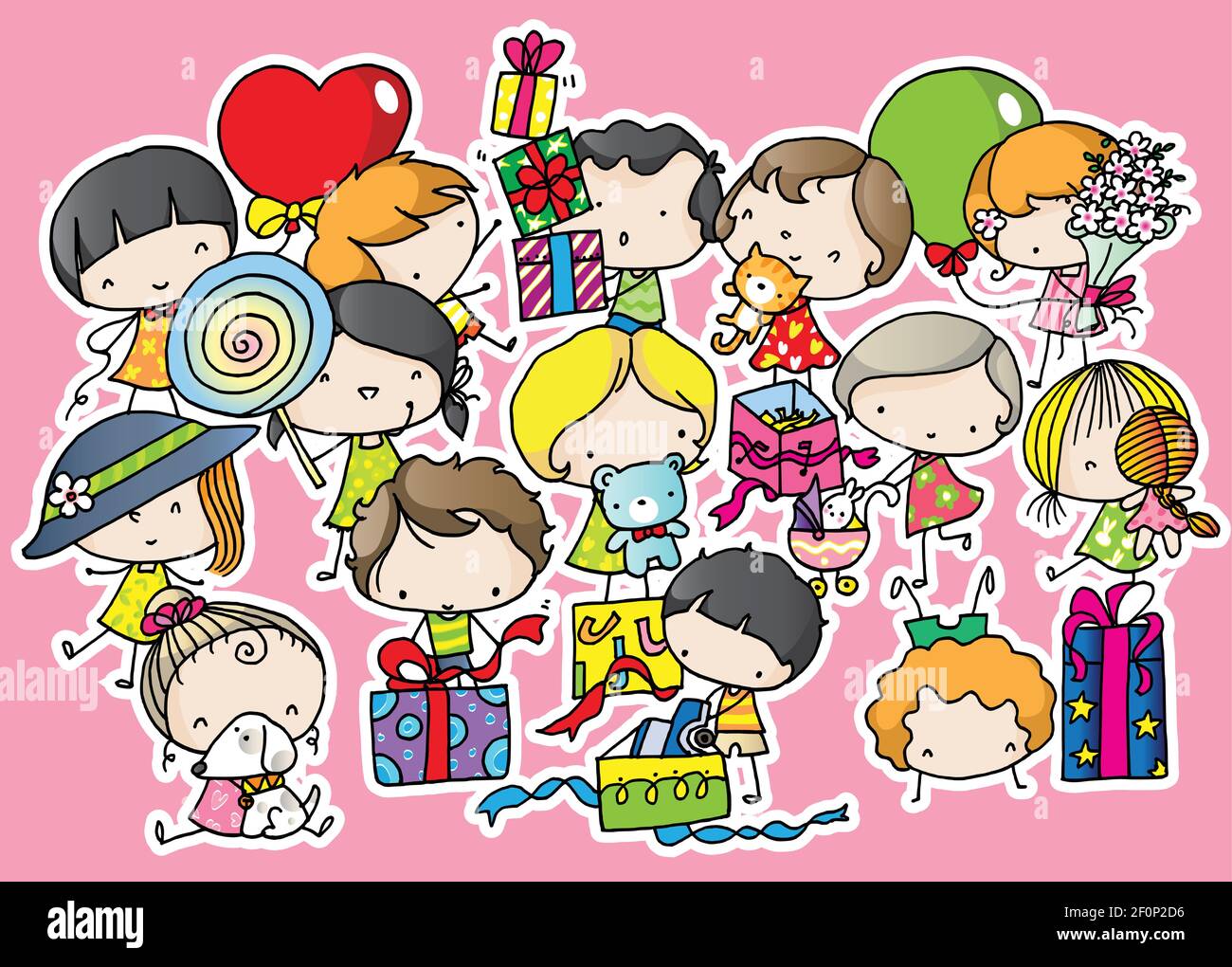 vector cartoon Children get gifts Stock Vector Image & Art - Alamy
