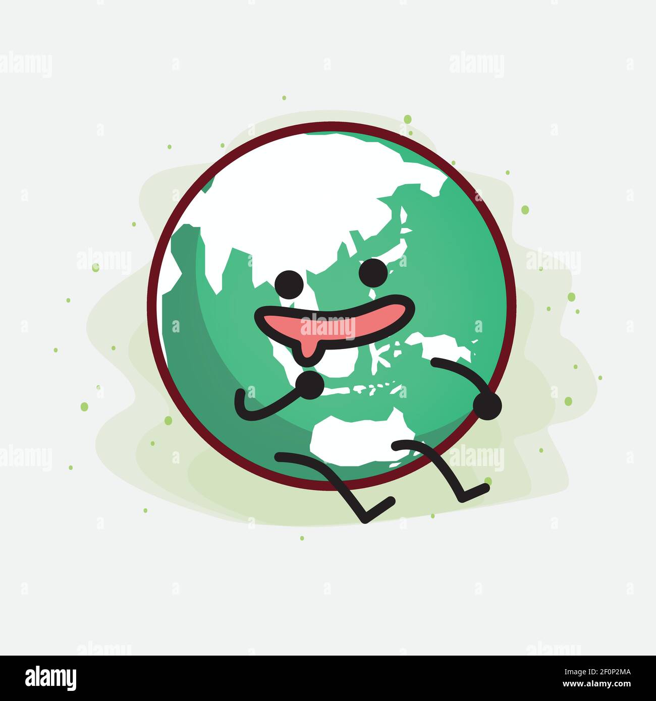 Vector Illustration of Earth Globe Character with cute face, simple ...