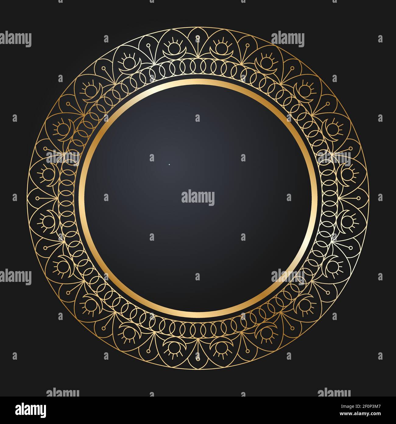 Beautiful round golden frame. Festive design. Gold border. Vector illustration EPS10 Stock ...