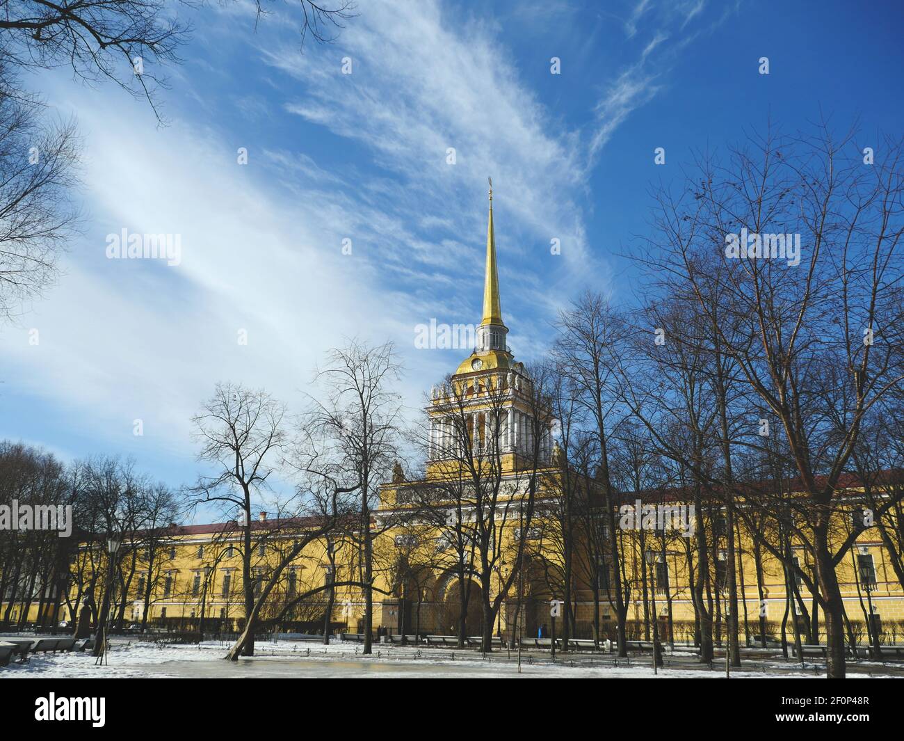 St. Petersburg, Russia, March 4, 2021.Admiralty building, the main ...