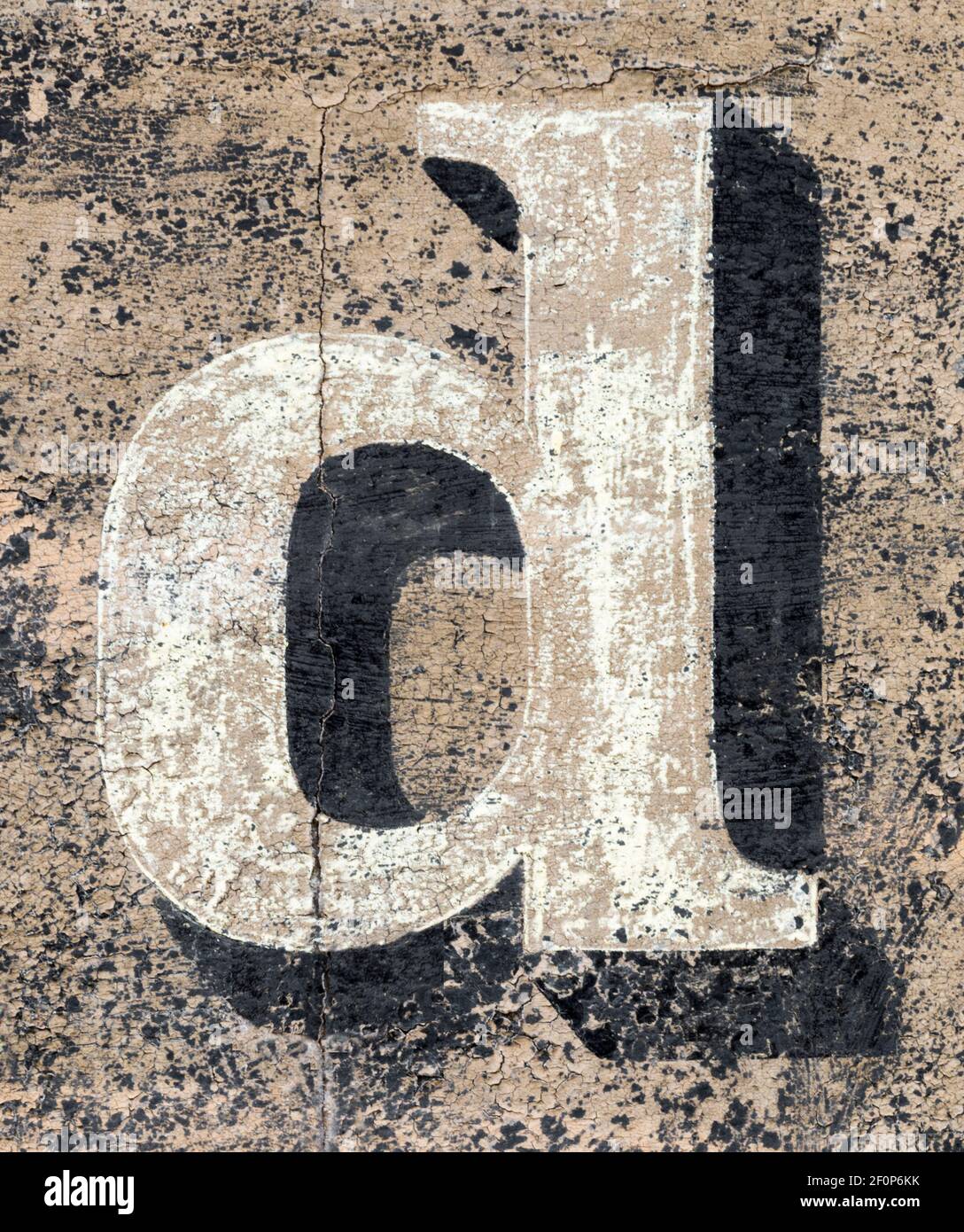 Dissolving letter d of a historical advertising font Stock Photo - Alamy