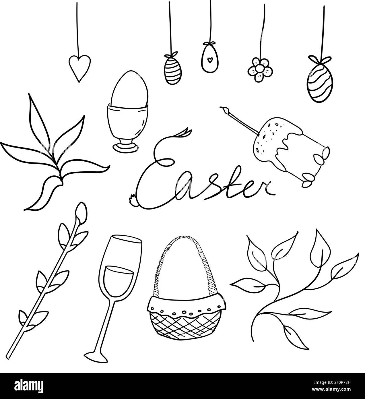 set doodle easter hand drawing elements. vector illustration Stock ...