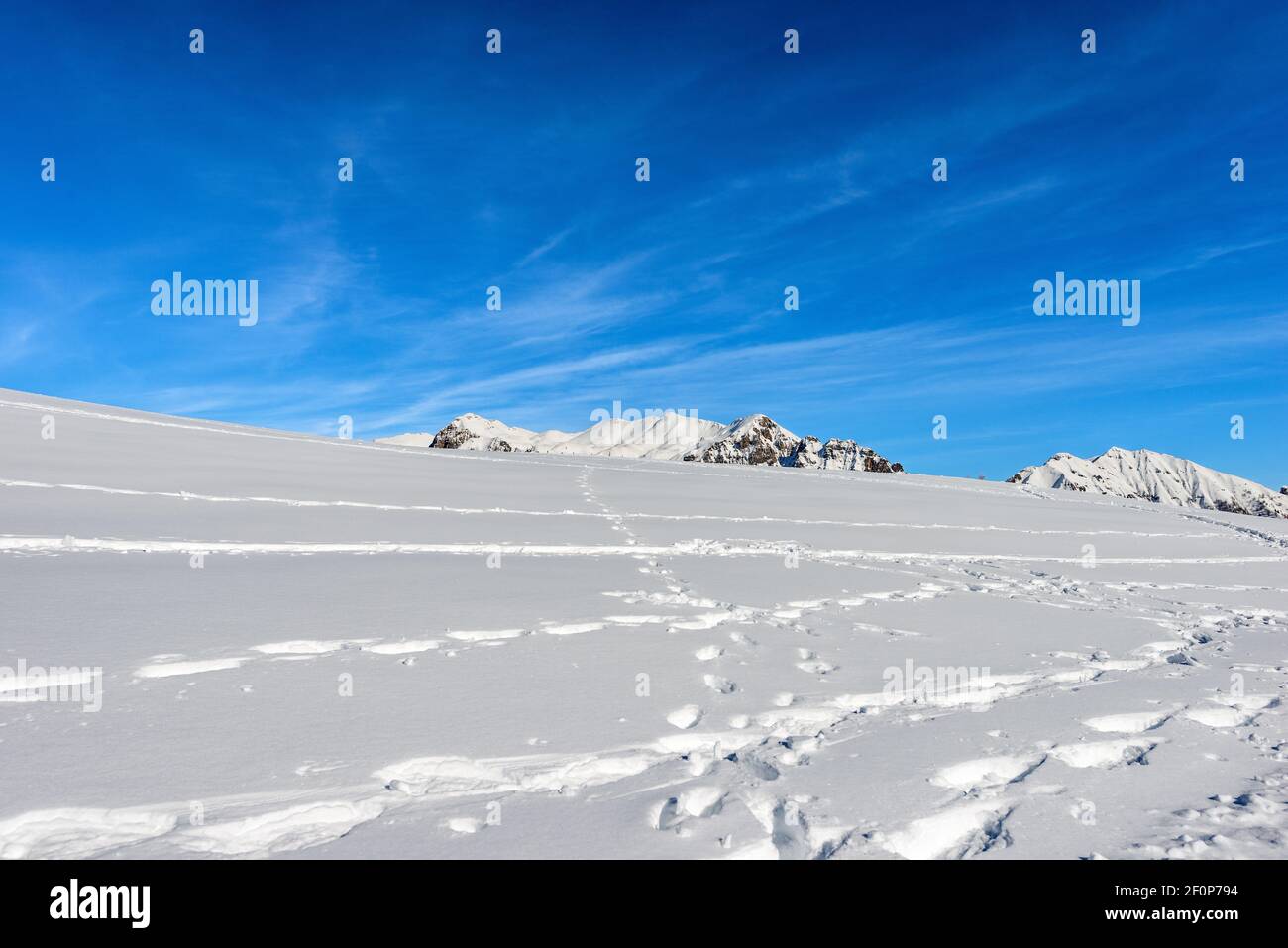 Lessinia Plateau (Altopiano della Lessinia) and the mountain range of ...