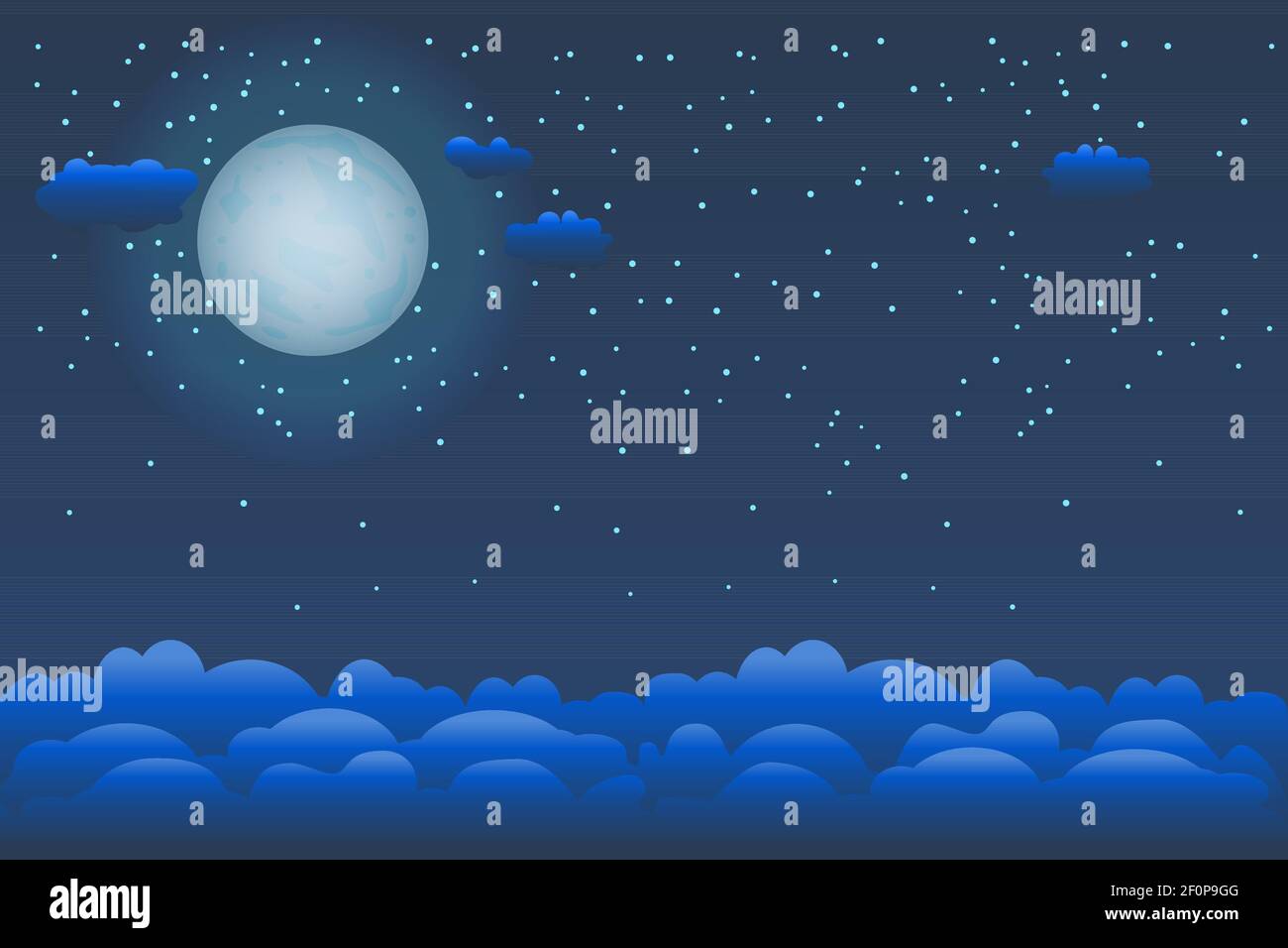 Mystical night sky background with moon, clouds and stars. Moonlight ...