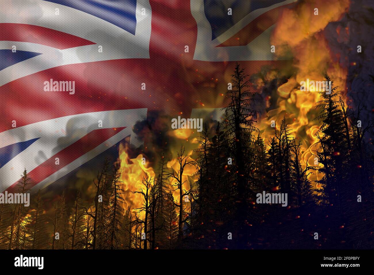 Forest fire fight concept, natural disaster - infernal fire in the ...