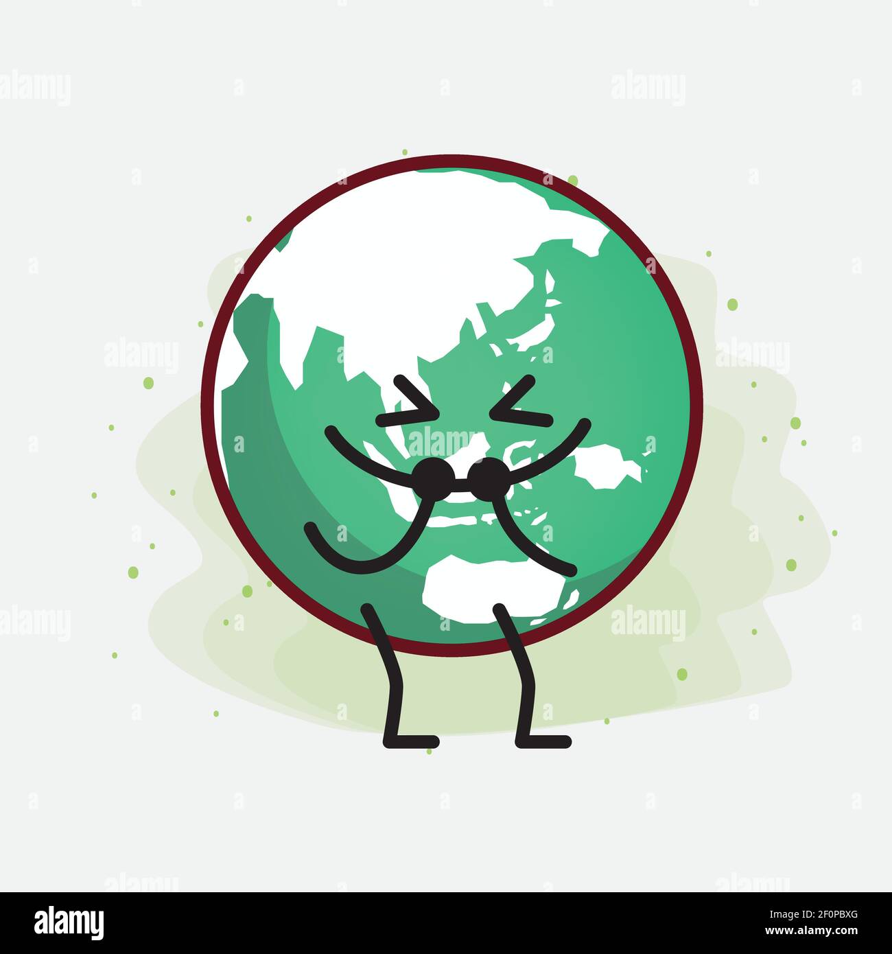 Vector Illustration of Earth Globe Character with cute face, simple ...