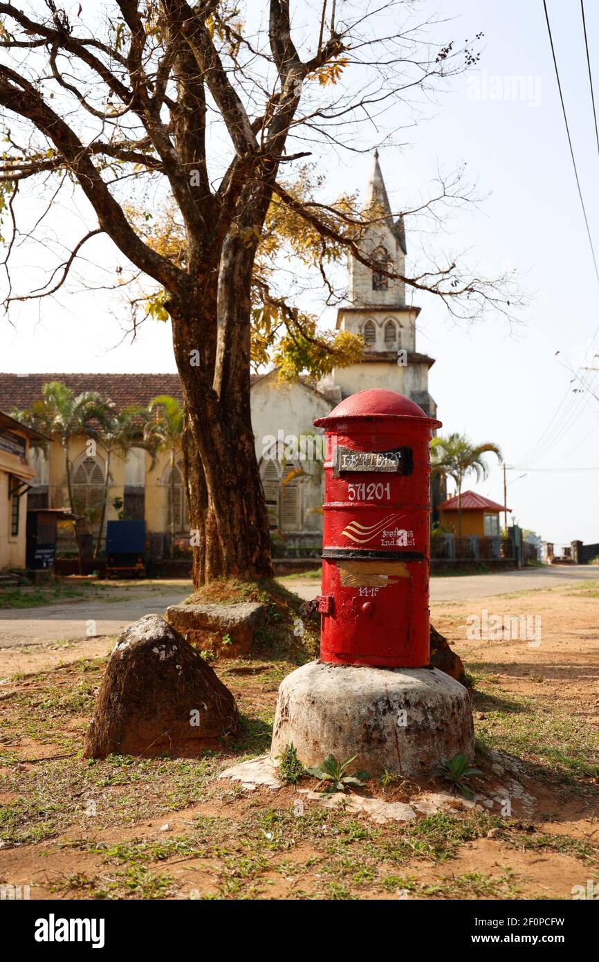 India Post Post Box in front of Gothic style architecture of the ...