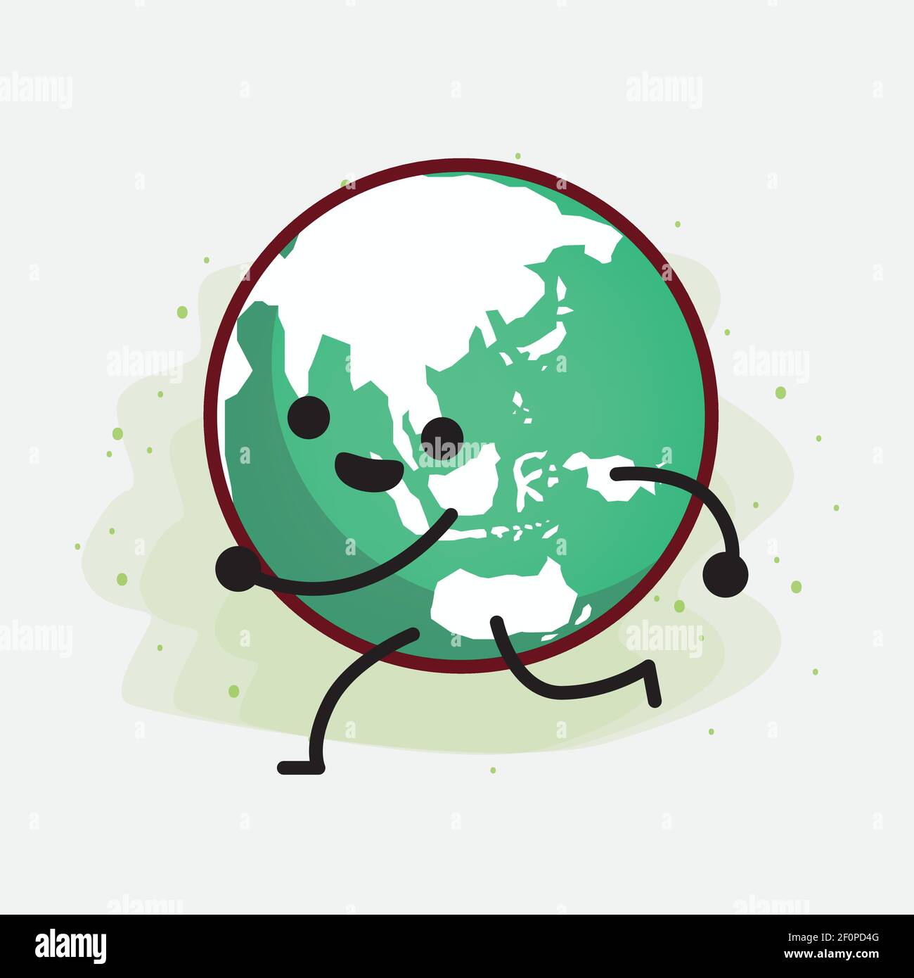 Vector Illustration of Earth Globe Character with cute face, simple ...