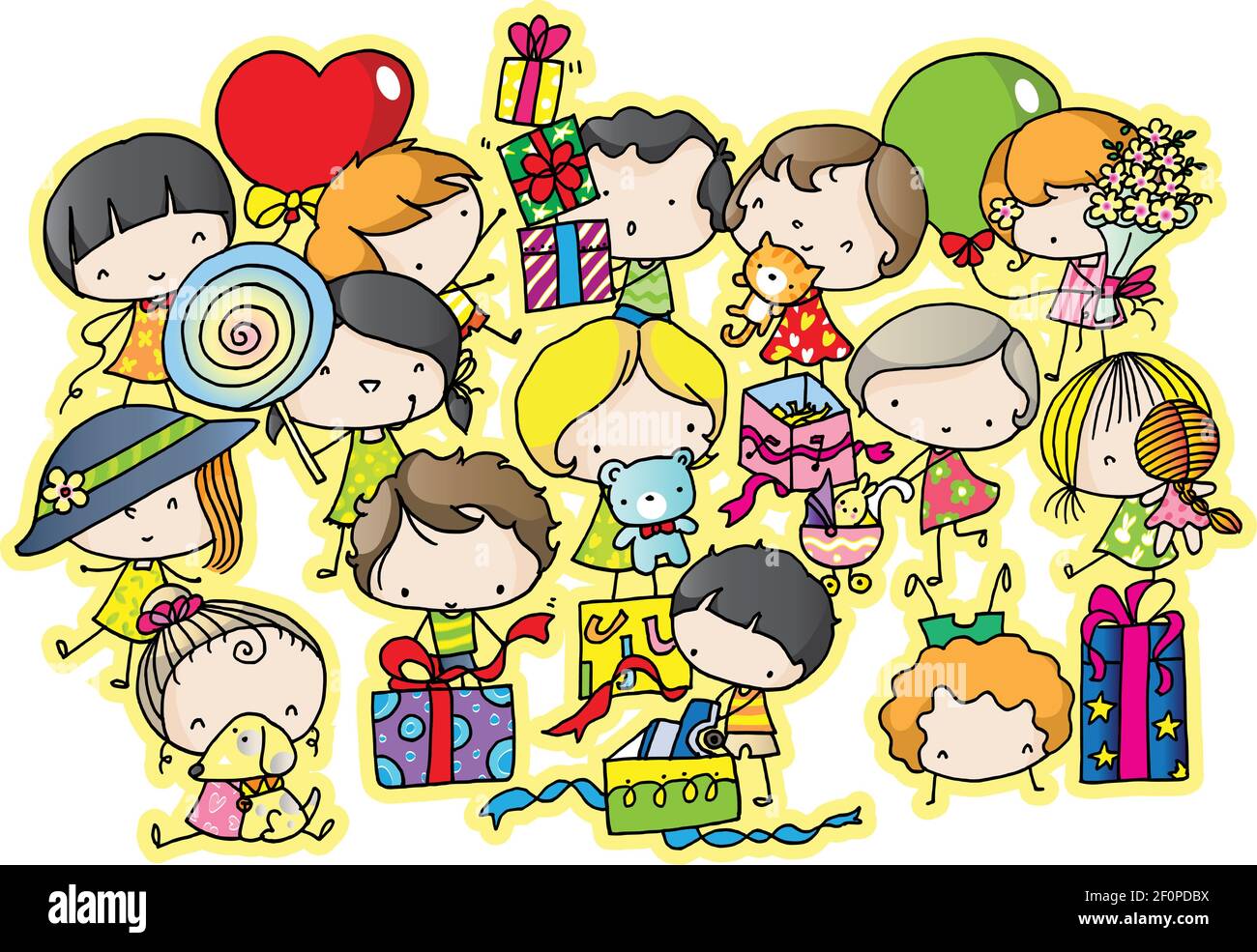 vector cartoon Children get gifts Stock Vector Image & Art - Alamy