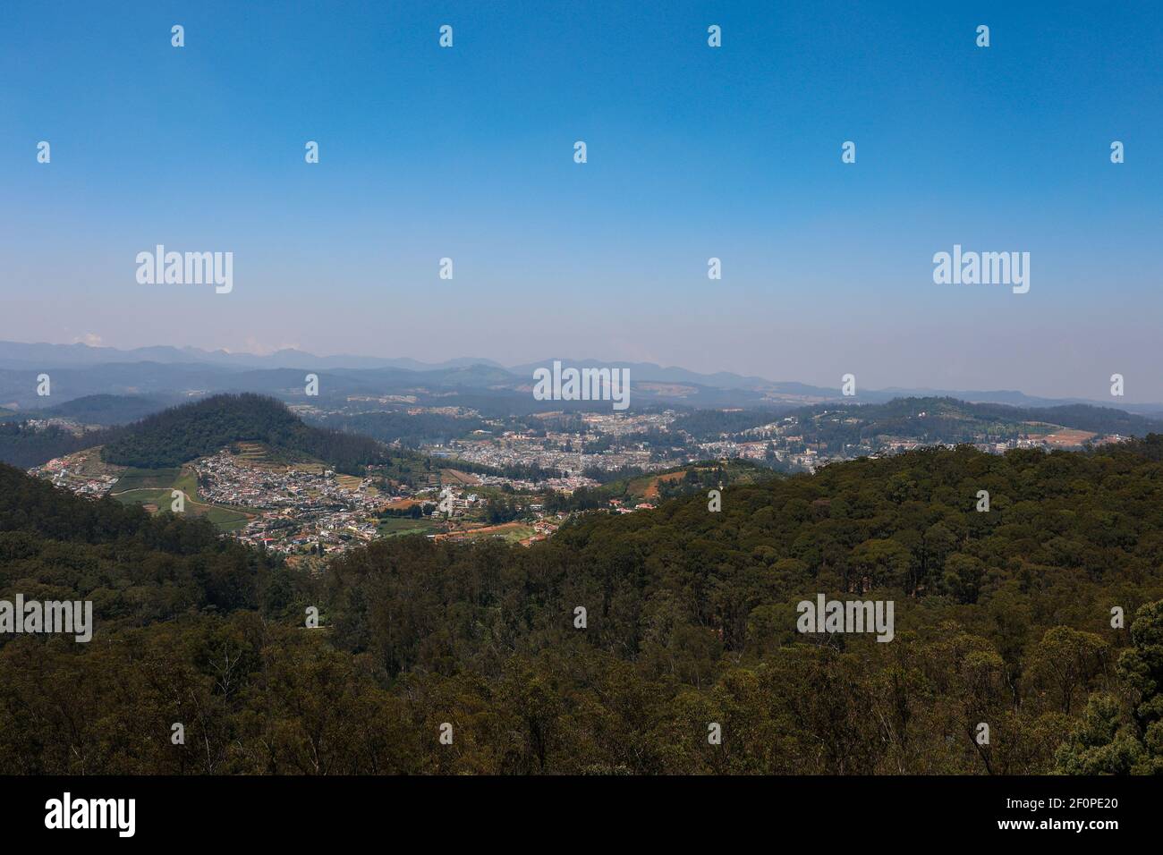 Beautiful view of Ooty Valley from Doddabetta Peak in Tamil Nadu, India ...