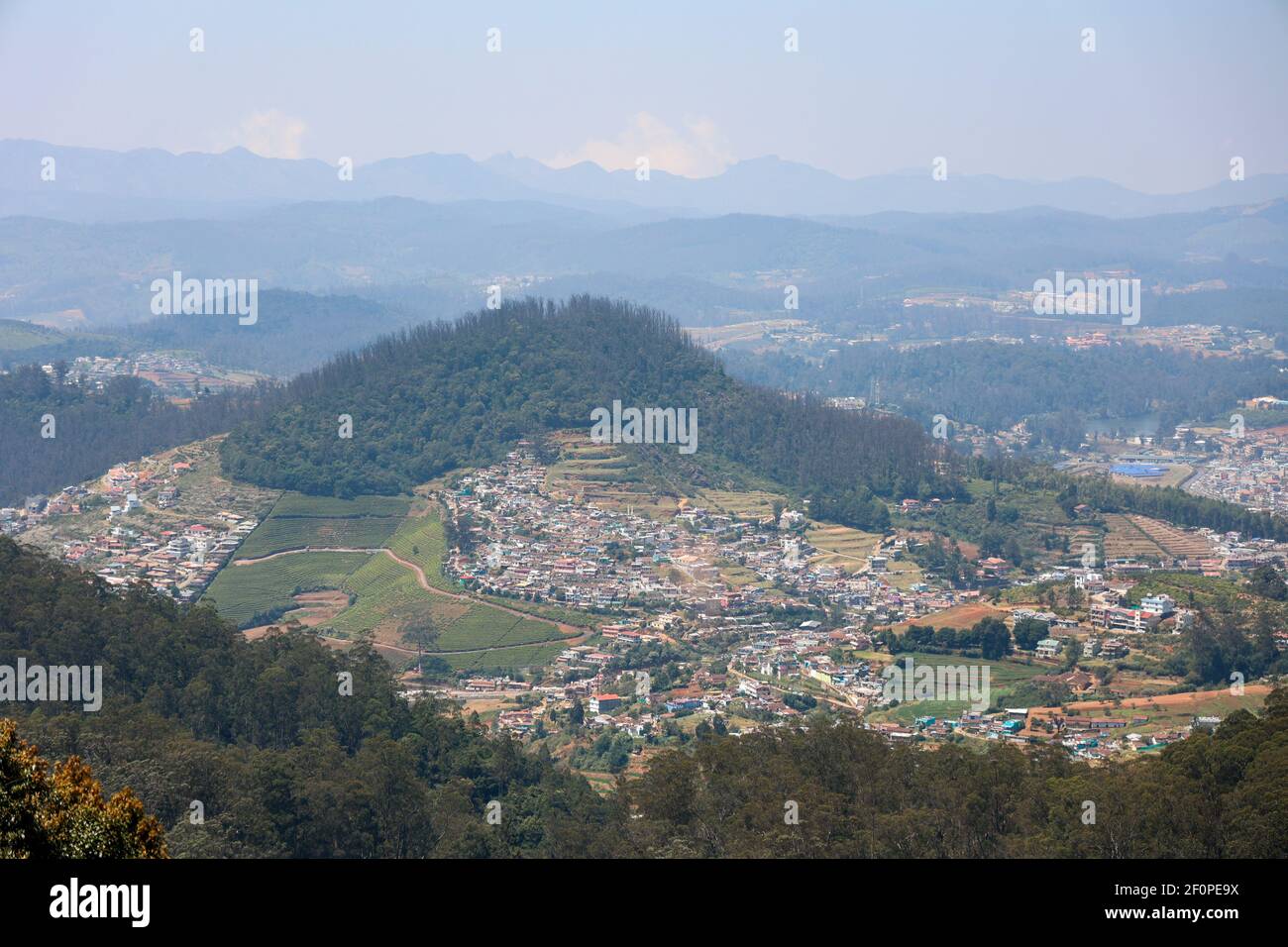 Beautiful view of Ooty Valley from Doddabetta Peak in Tamil Nadu, India ...