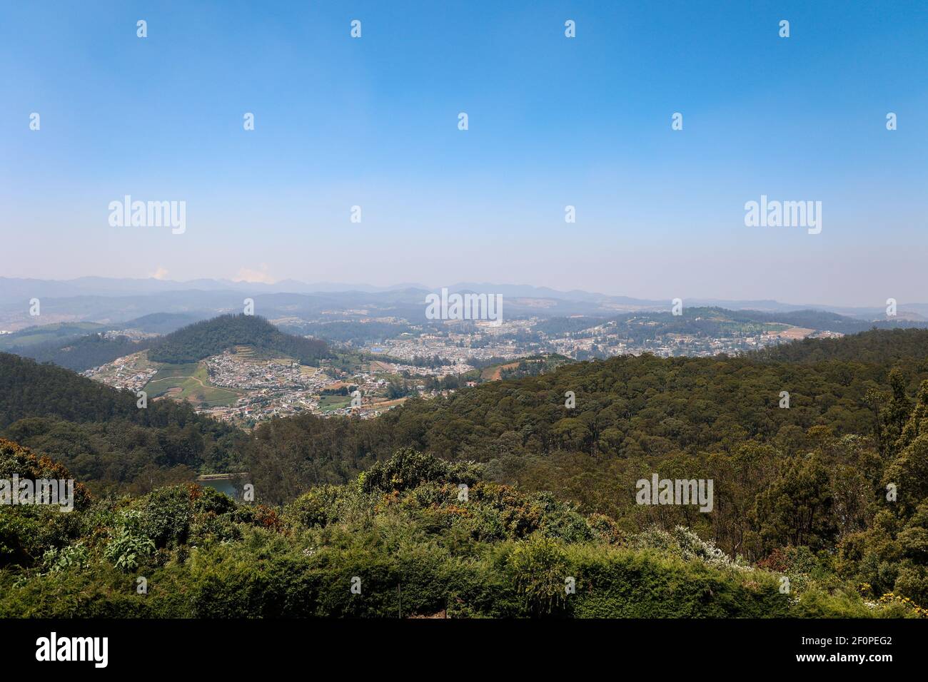 Beautiful view of Ooty Valley from Doddabetta Peak in Tamil Nadu, India ...