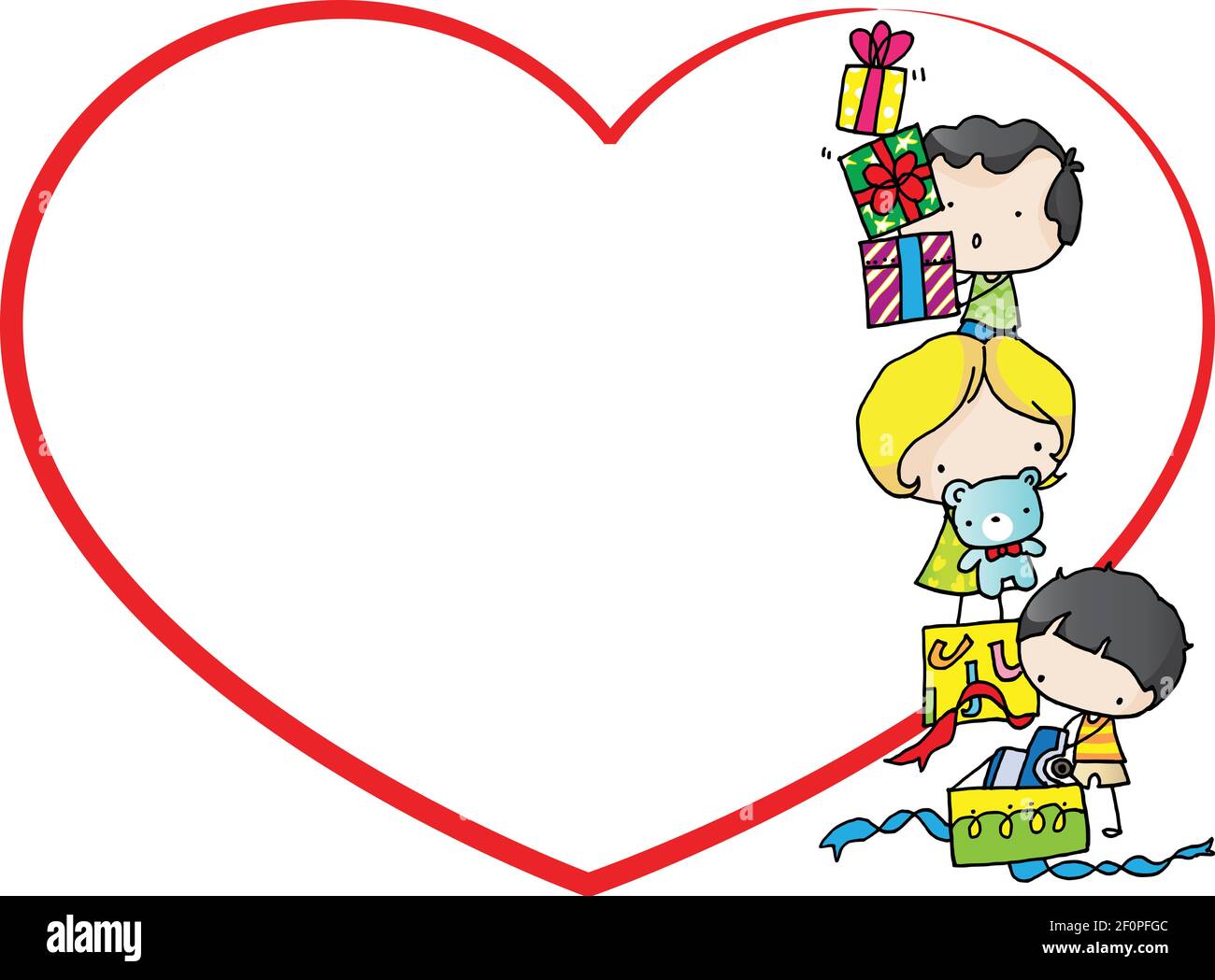 vector cartoon Children get gifts Stock Vector Image & Art - Alamy