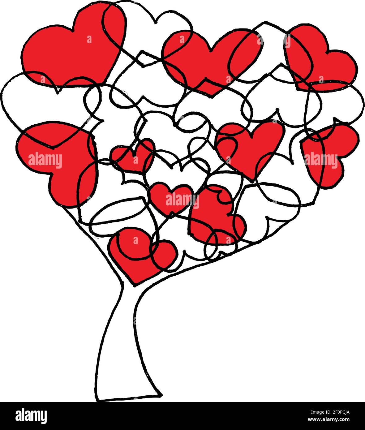 vector drawing heart shape with love tree design background Stock ...
