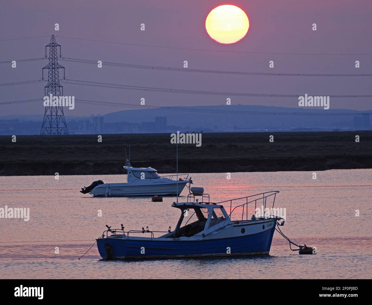 Queenborough, Kent, UK. 7th March, 2021. UK Weather: sunset in ...