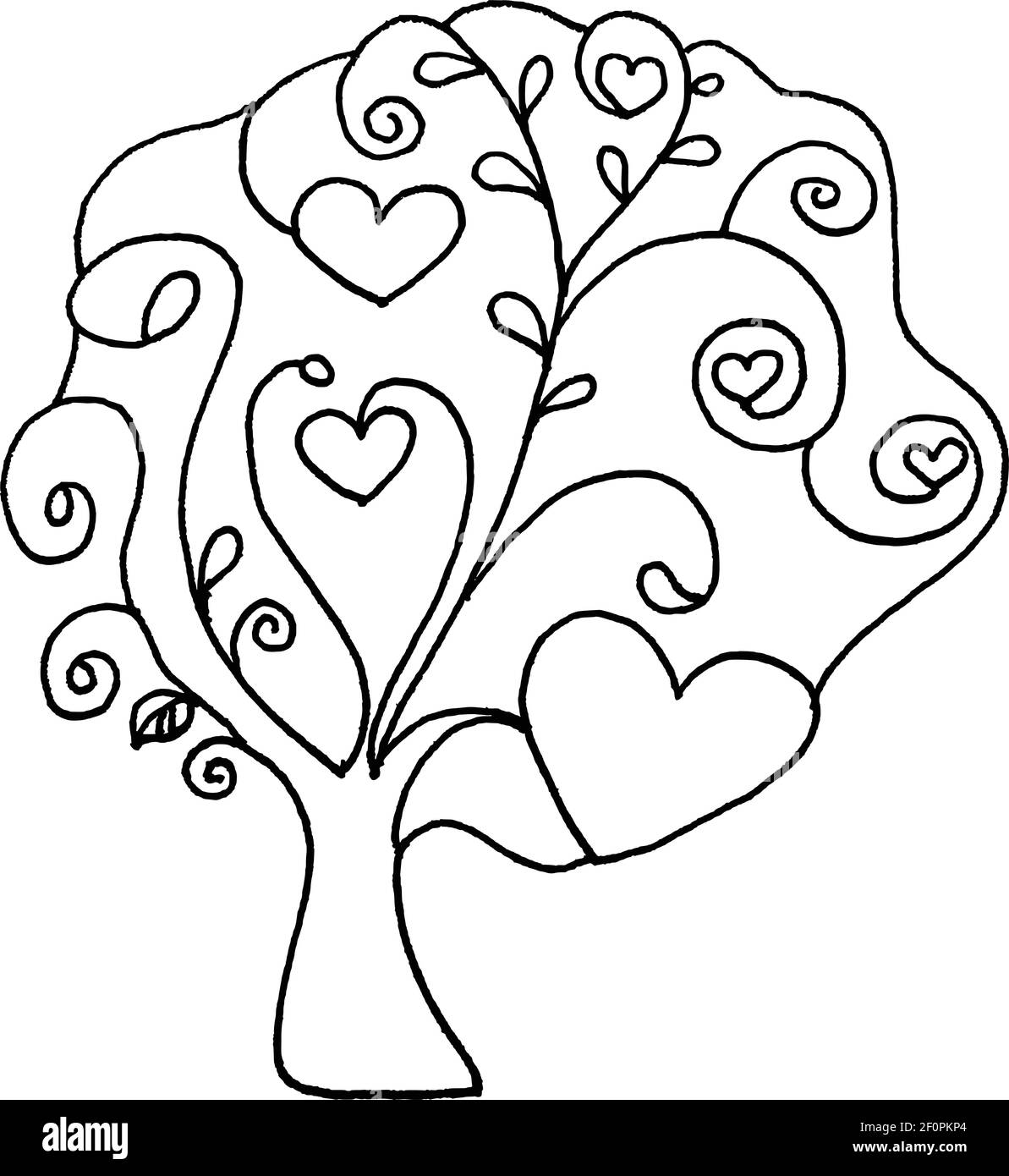 vector drawing heart shape with love tree design background Stock ...