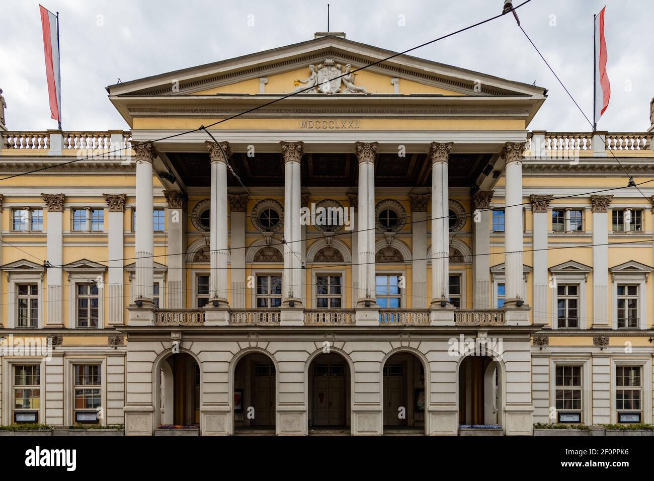 Wroclaw, Poland - May 03 2020: Facade of historic opera house with ...