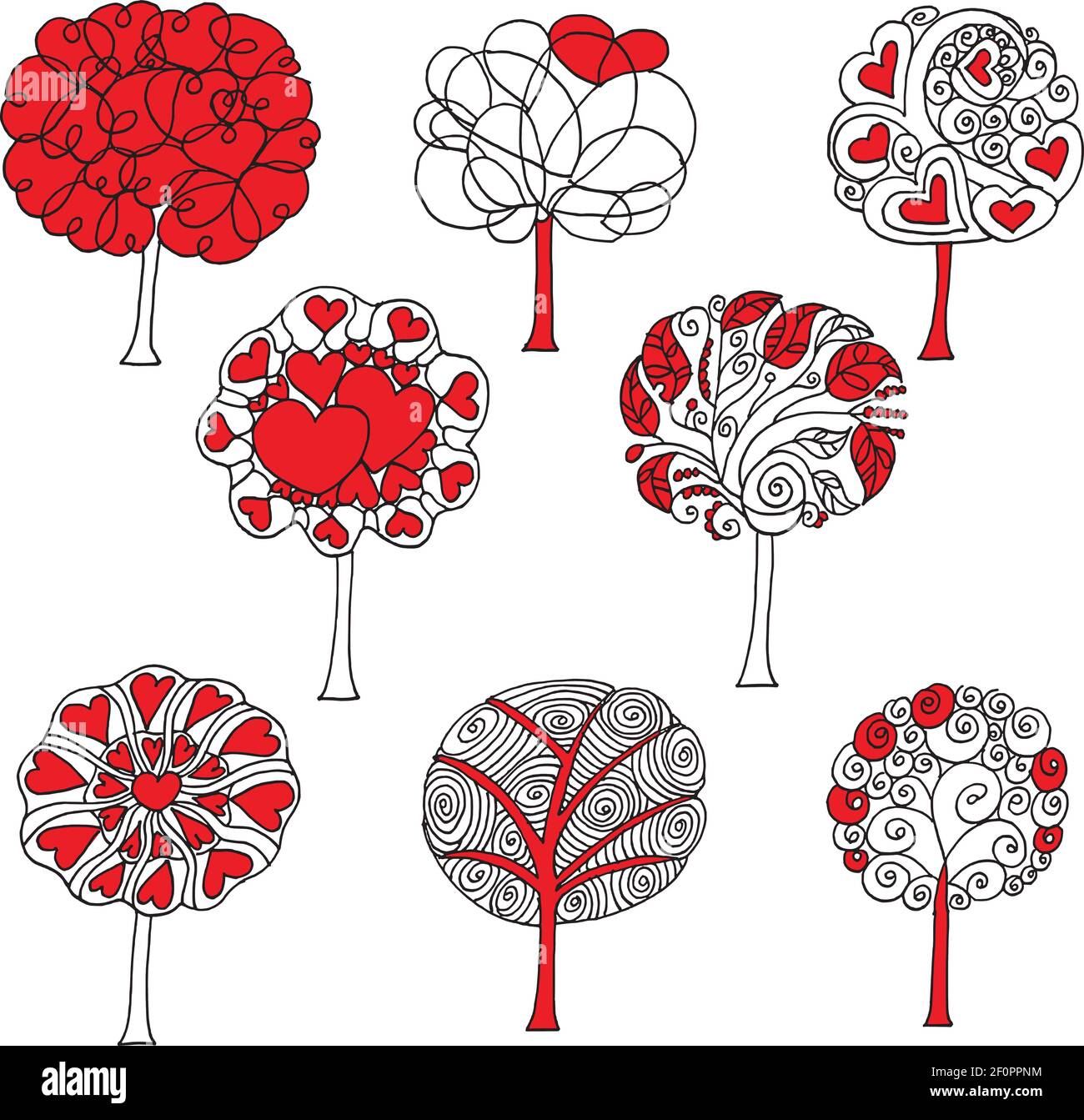 vector drawing heart shape with love tree design background Stock ...